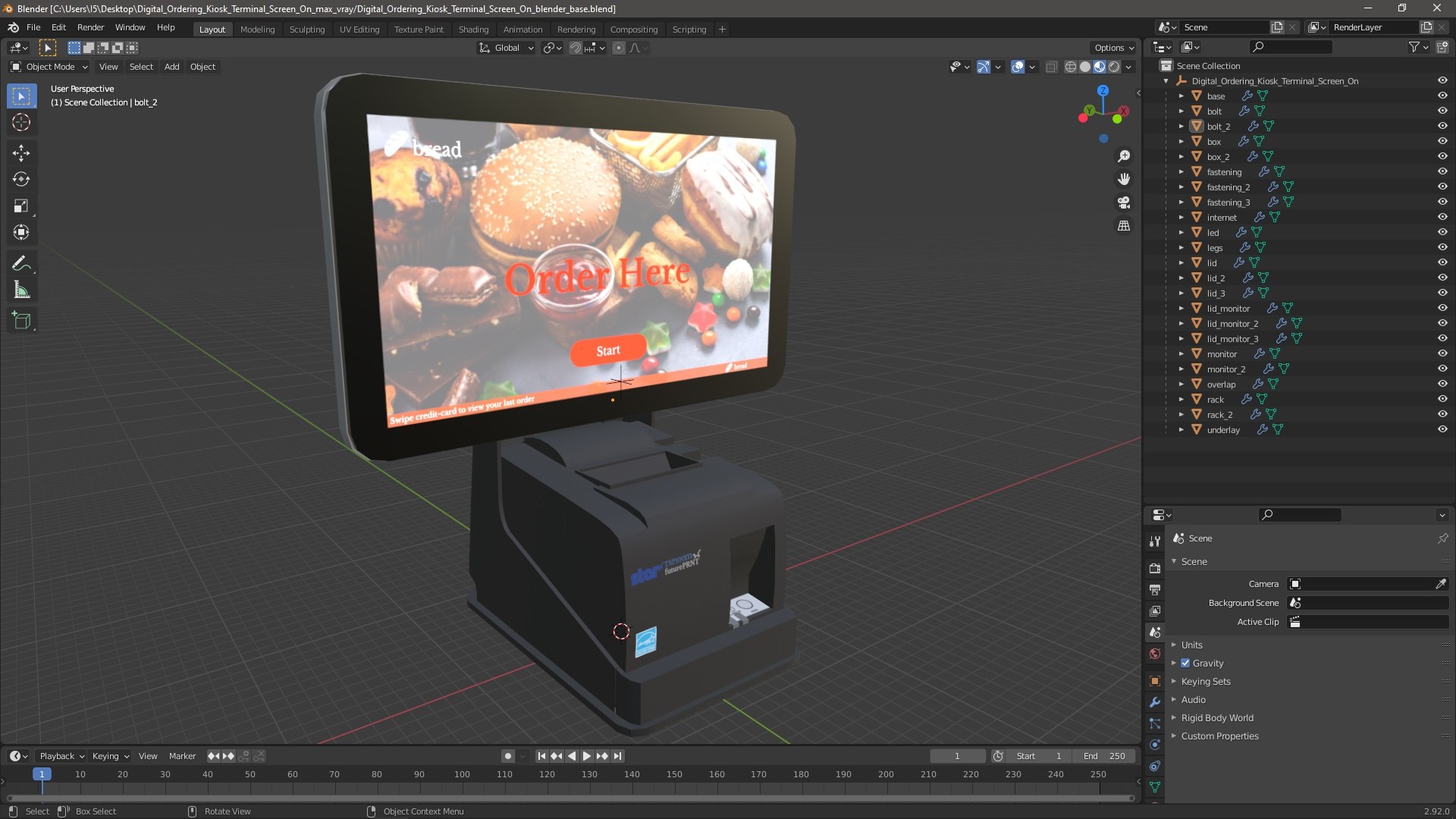 3D Digital Ordering Kiosk Terminal Screen On Model - TurboSquid 2191900