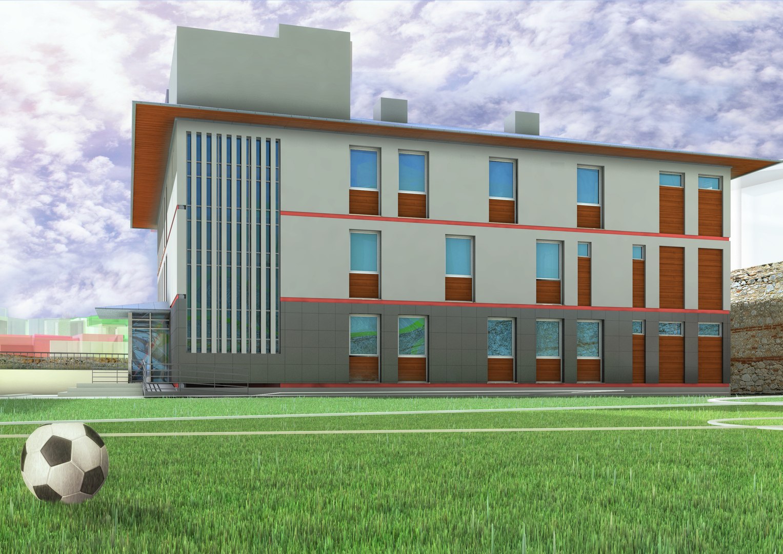 3D football administrative building facade model - TurboSquid 1326926