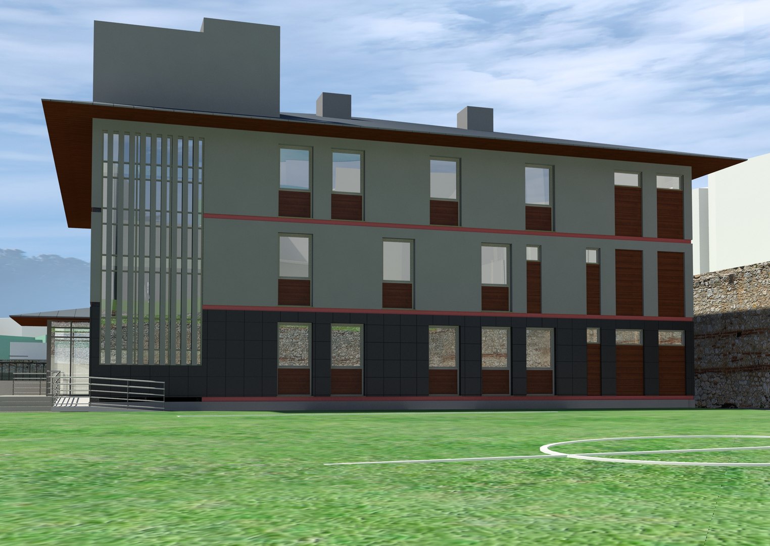 3D football administrative building facade model - TurboSquid 1326926