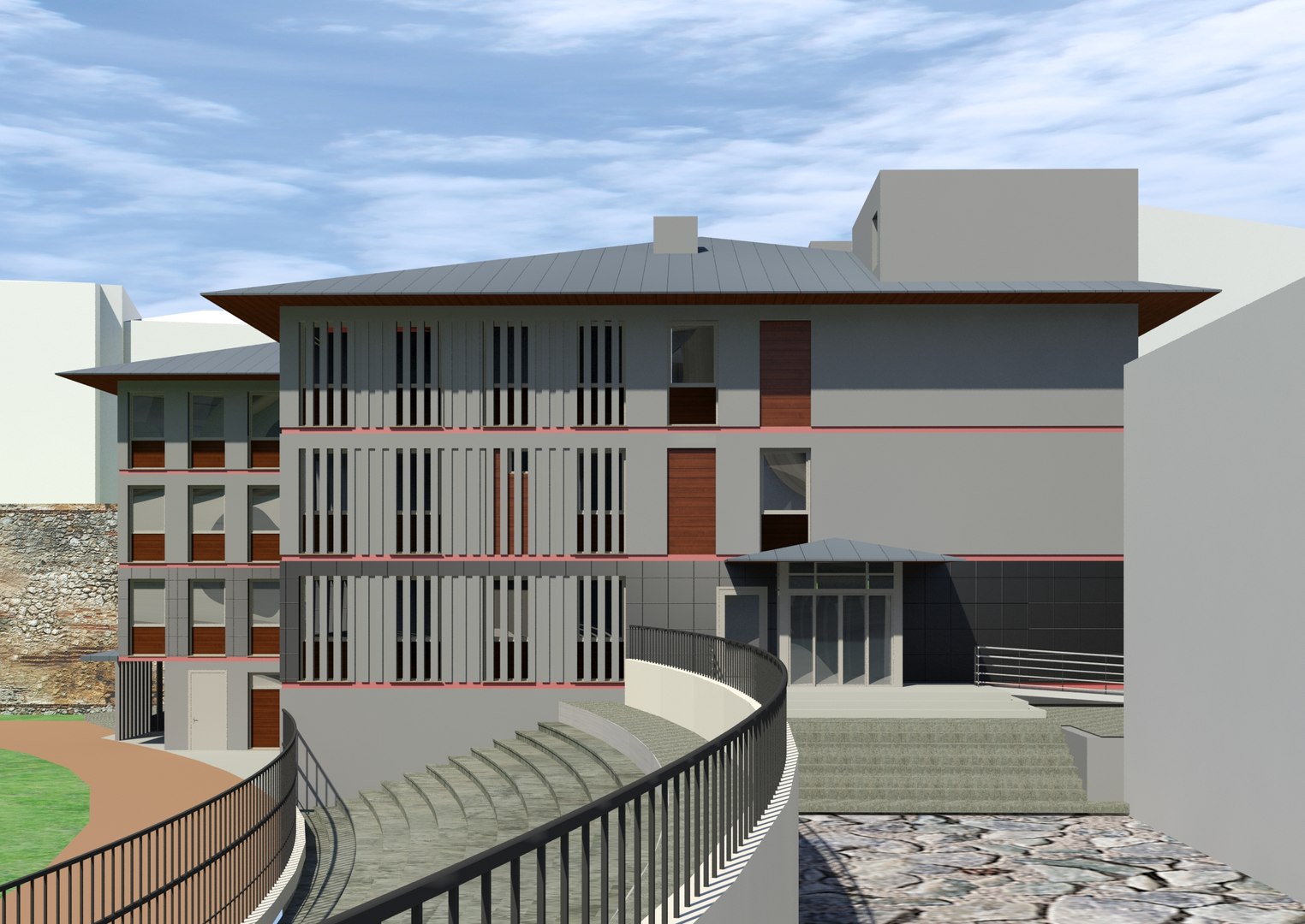 3D football administrative building facade model - TurboSquid 1326926