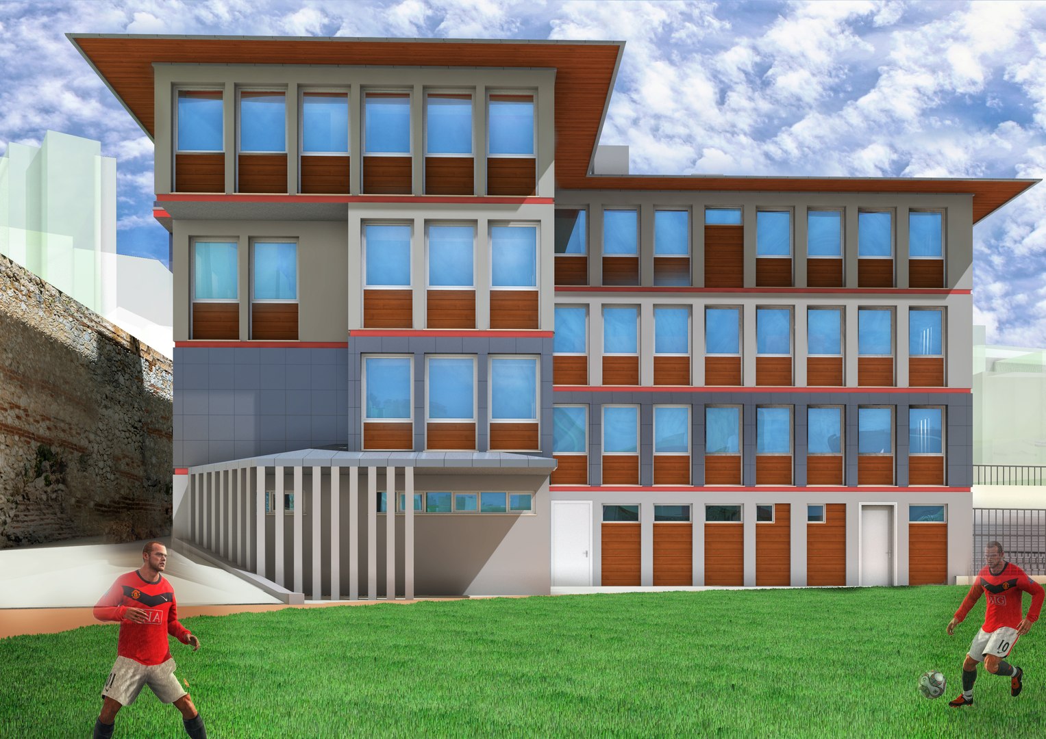 3D football administrative building facade model - TurboSquid 1326926