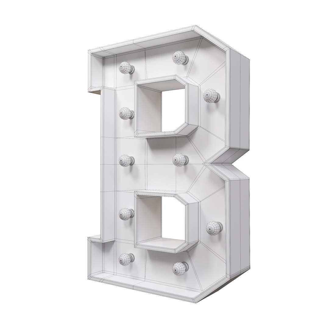 3D Marquee Letter B Glow Sign 3dmodel - TurboSquid 1975403