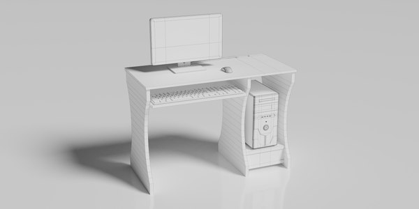 Desktop computer desk 3D model - TurboSquid 1431973
