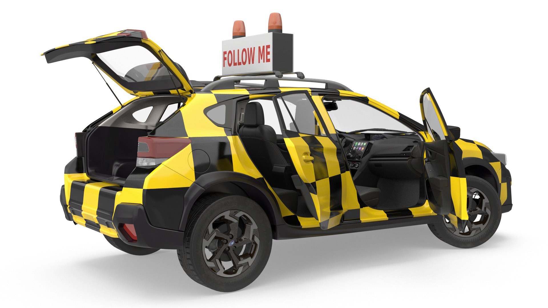 Subaru XV Airport Follow Me Vehicle Rigged For Maya 3D Model ...