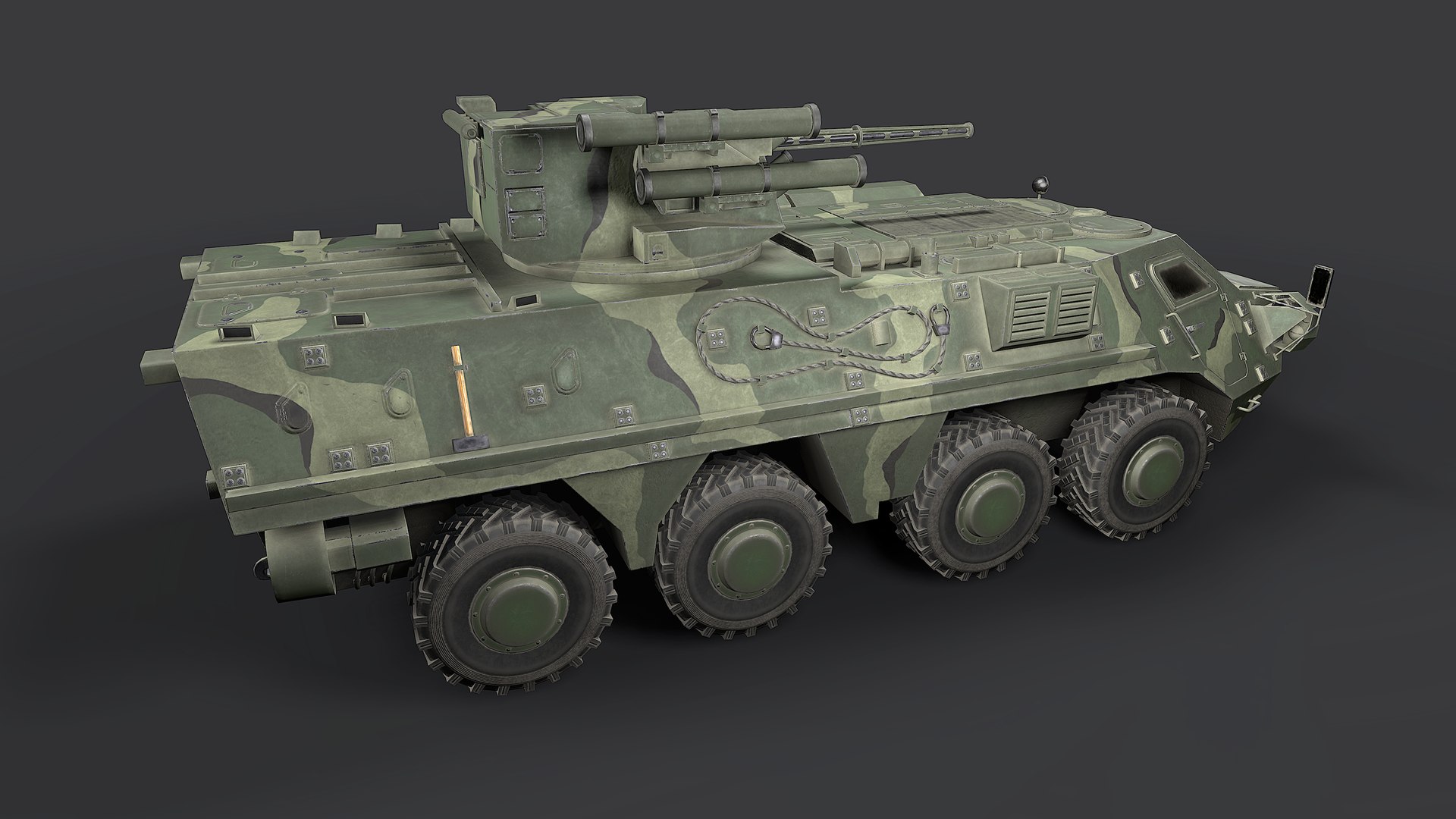 3d Model Of Low-poly Btr-4e Pbr