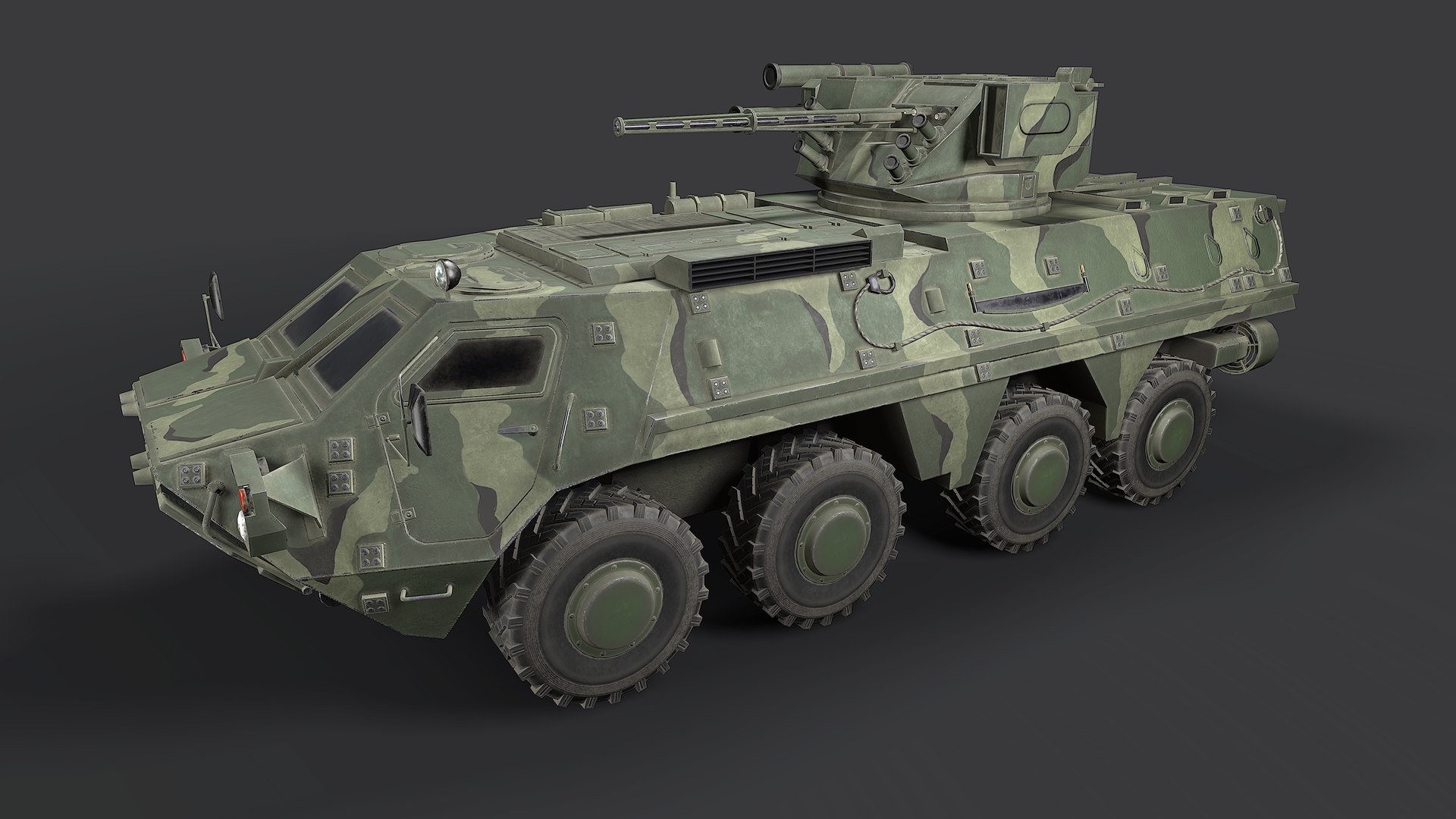 3d Model Of Low-poly Btr-4e Pbr
