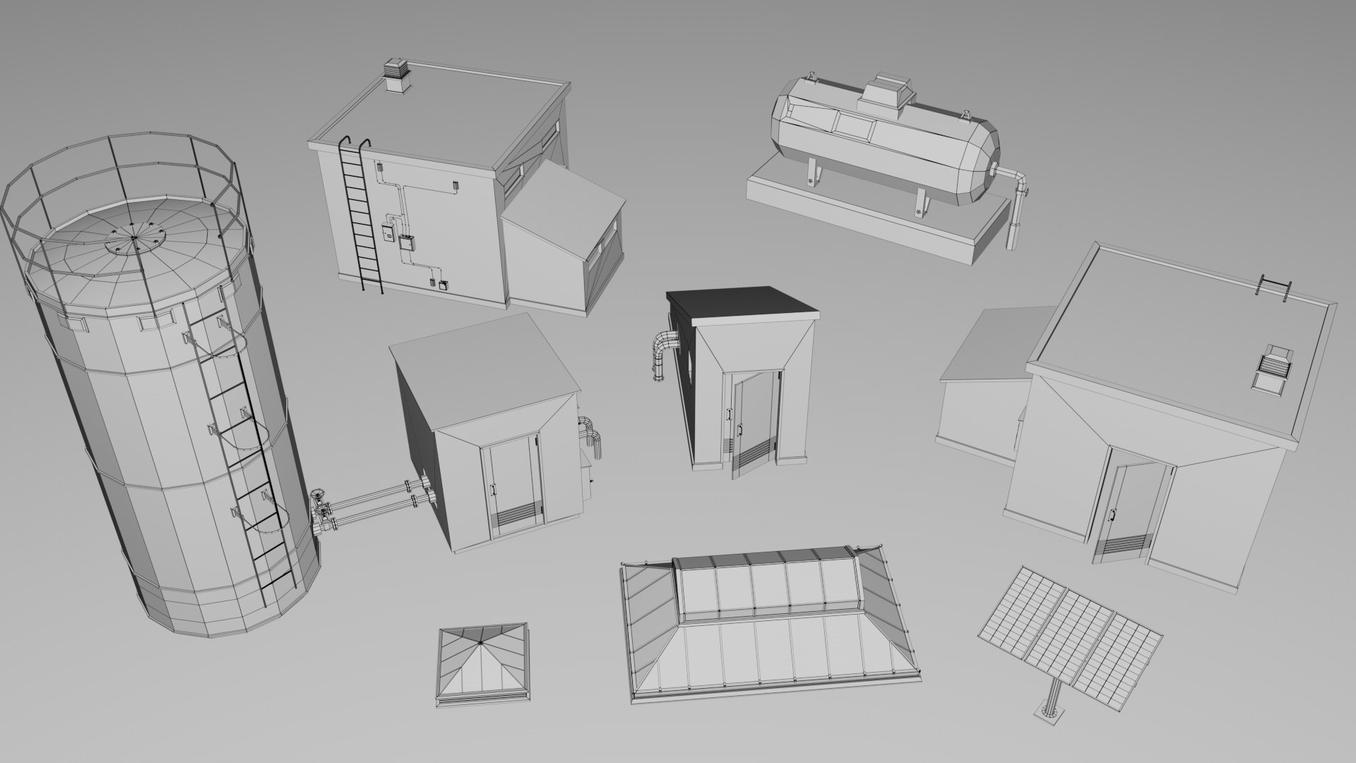 Rooftop Props Collection Pack 3D Model - TurboSquid 2347972
