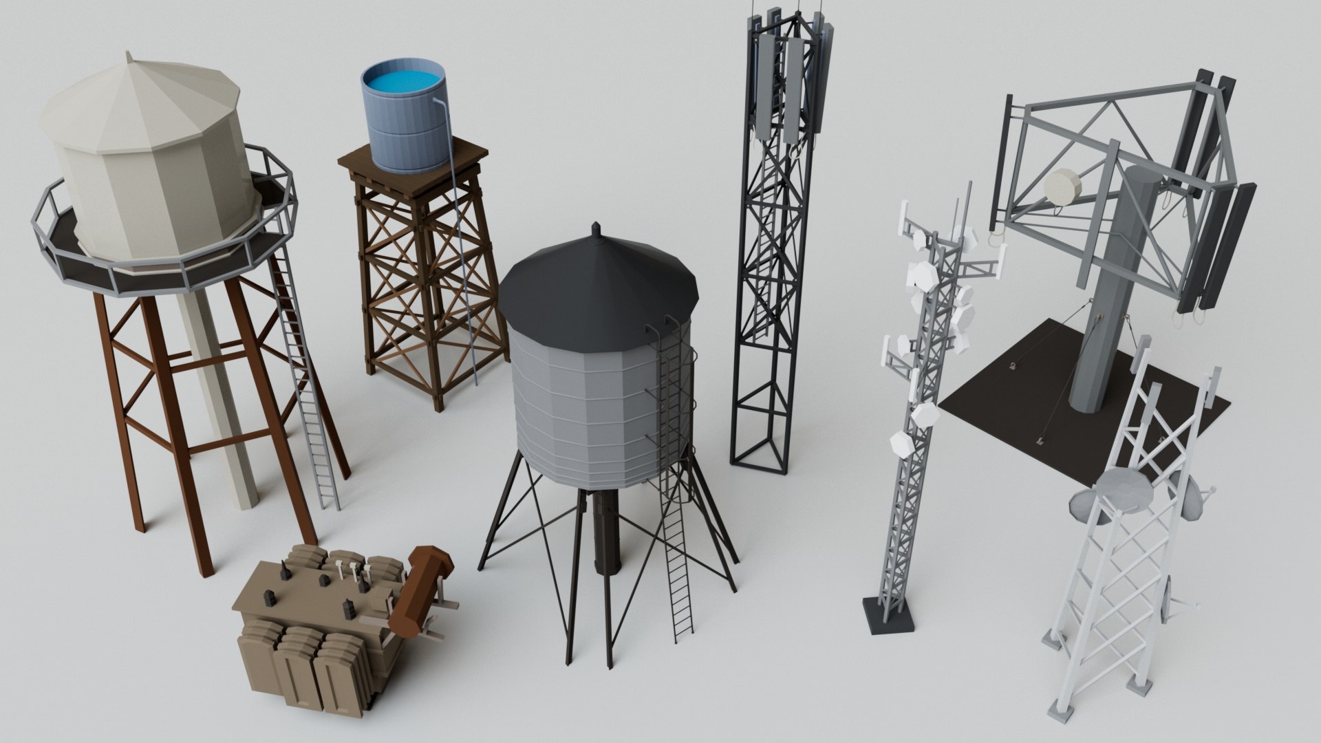 Rooftop Props Collection Pack 3D Model - TurboSquid 2347972