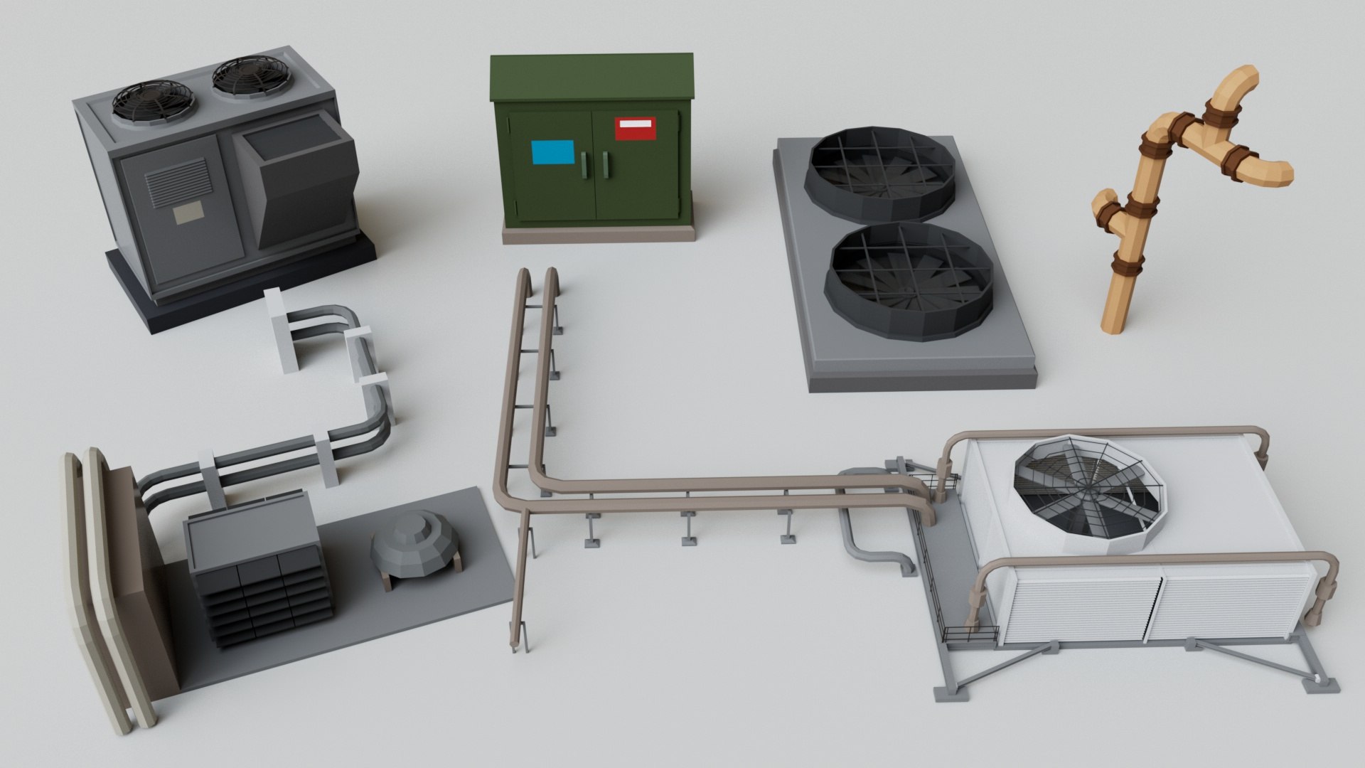 Rooftop Props Collection Pack 3D Model - TurboSquid 2347972