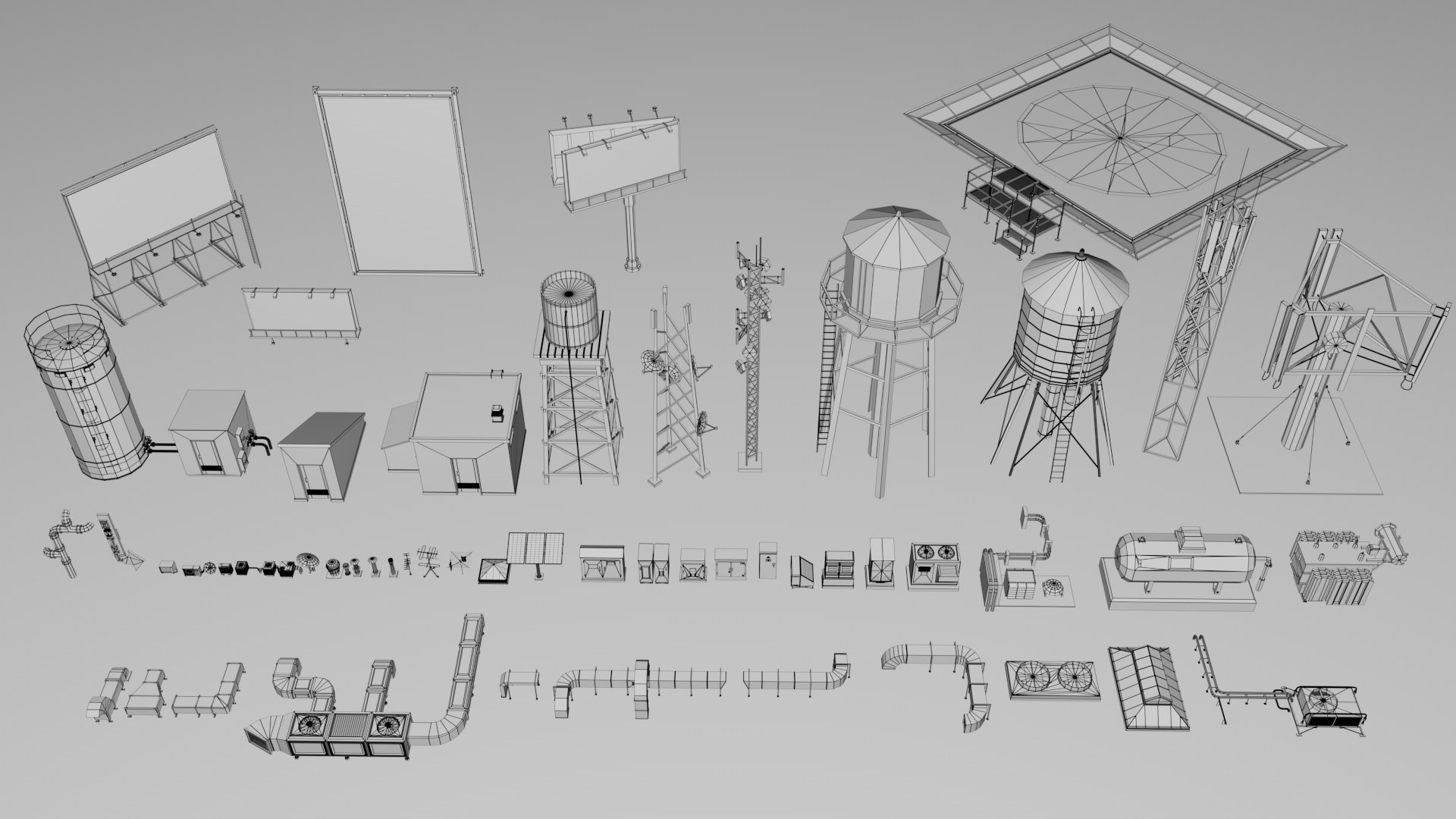 Rooftop Props Collection Pack 3D Model - TurboSquid 2347972