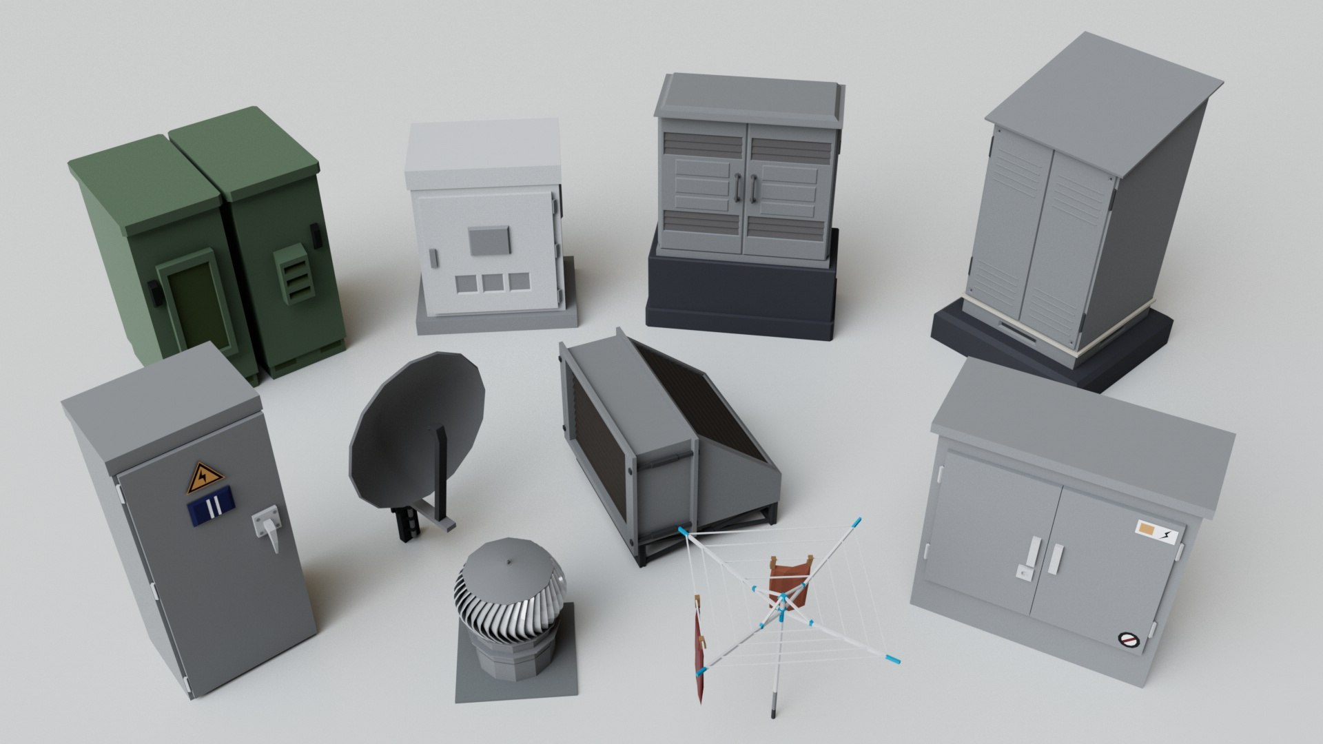 Rooftop Props Collection Pack 3D Model - TurboSquid 2347972