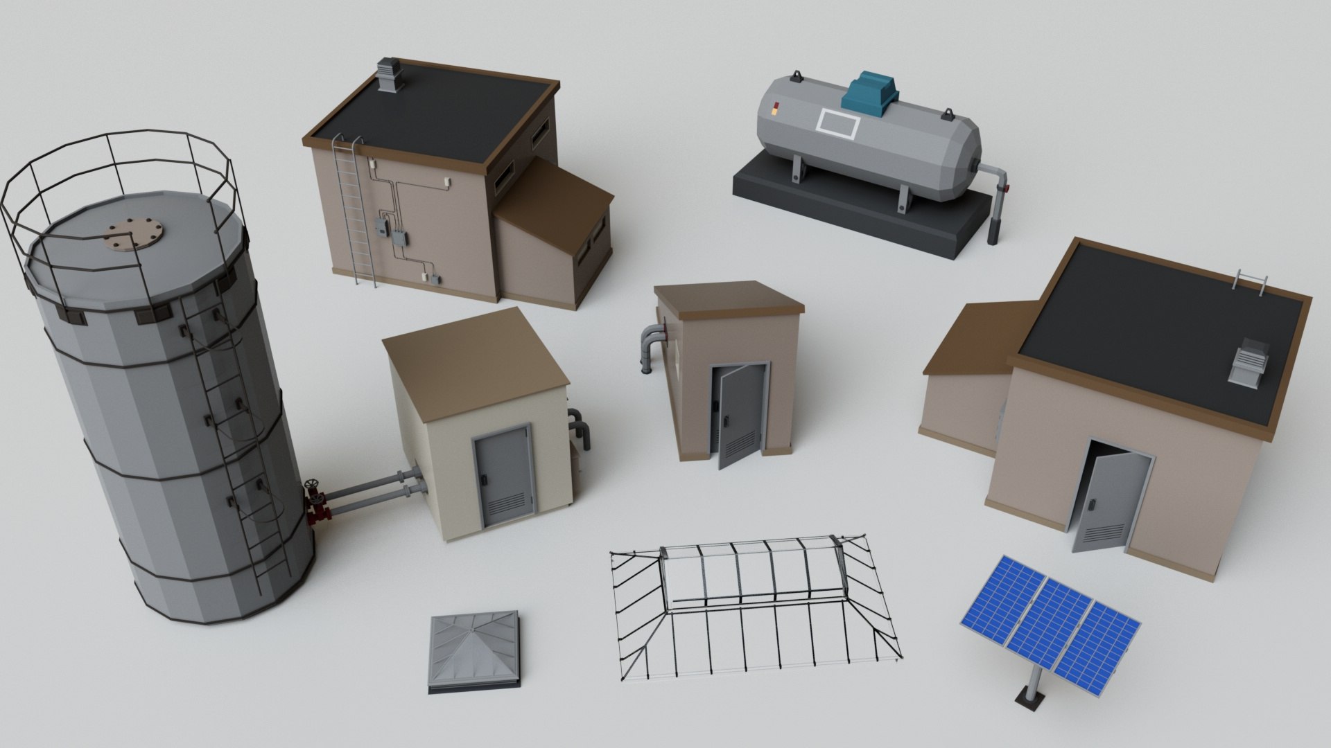 Rooftop Props Collection Pack 3D Model - TurboSquid 2347972