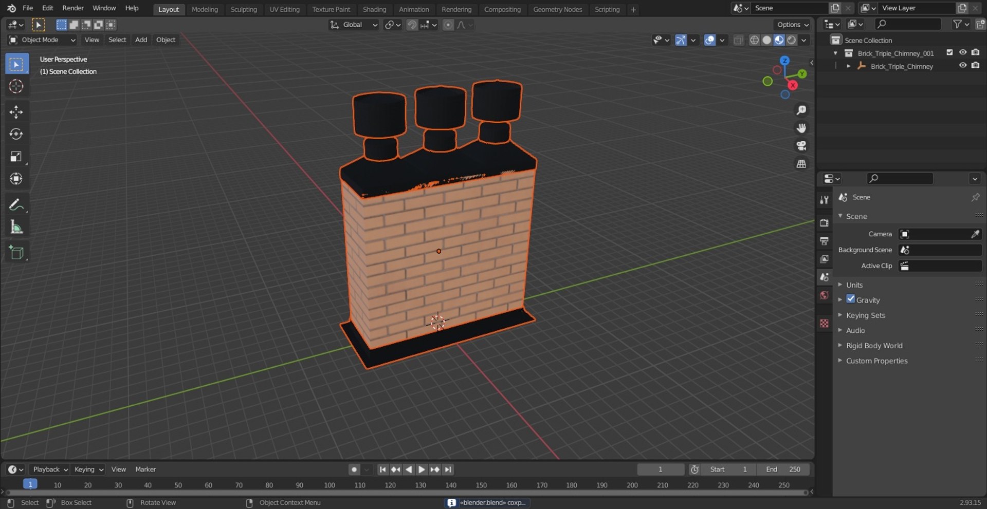 Brick Triple Chimney 3D Model - TurboSquid 2046643