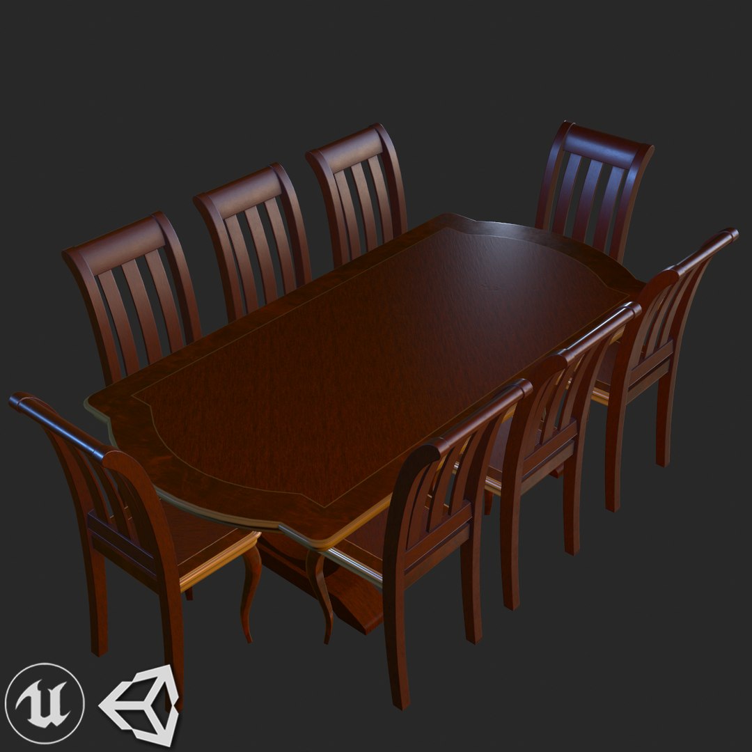 3D Vintage Furniture Dining Table Model - TurboSquid 1588033