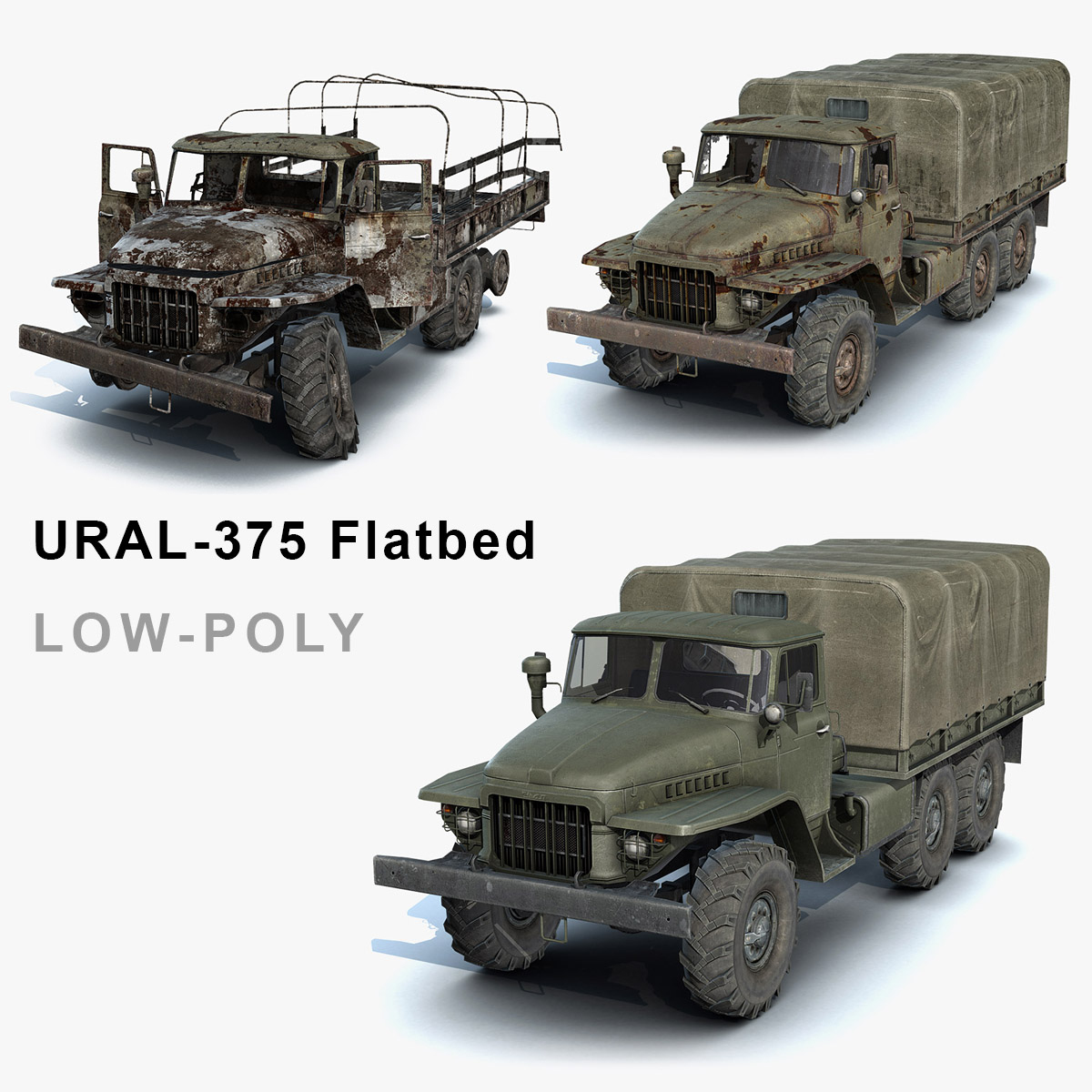 3ds max set ural-375 flatbed