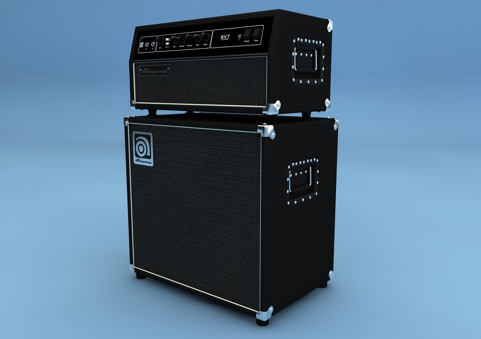 Bass Guitar Set Ampeg 3d Model