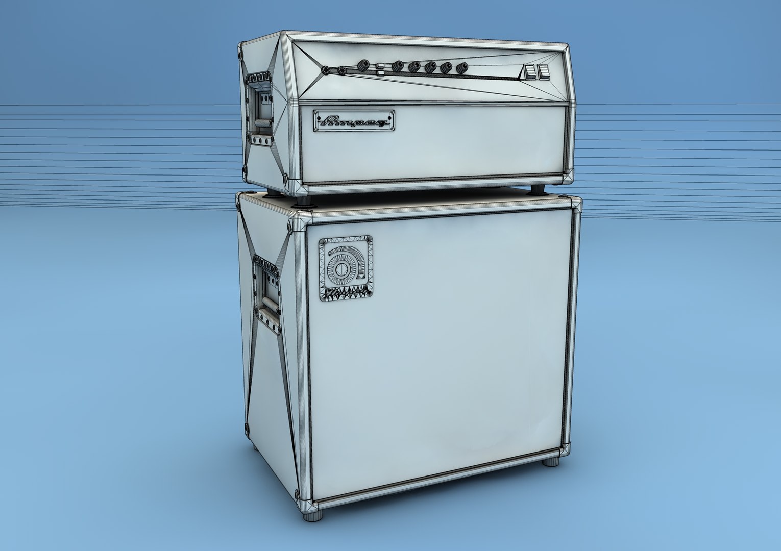 Bass Guitar Set Ampeg 3d Model