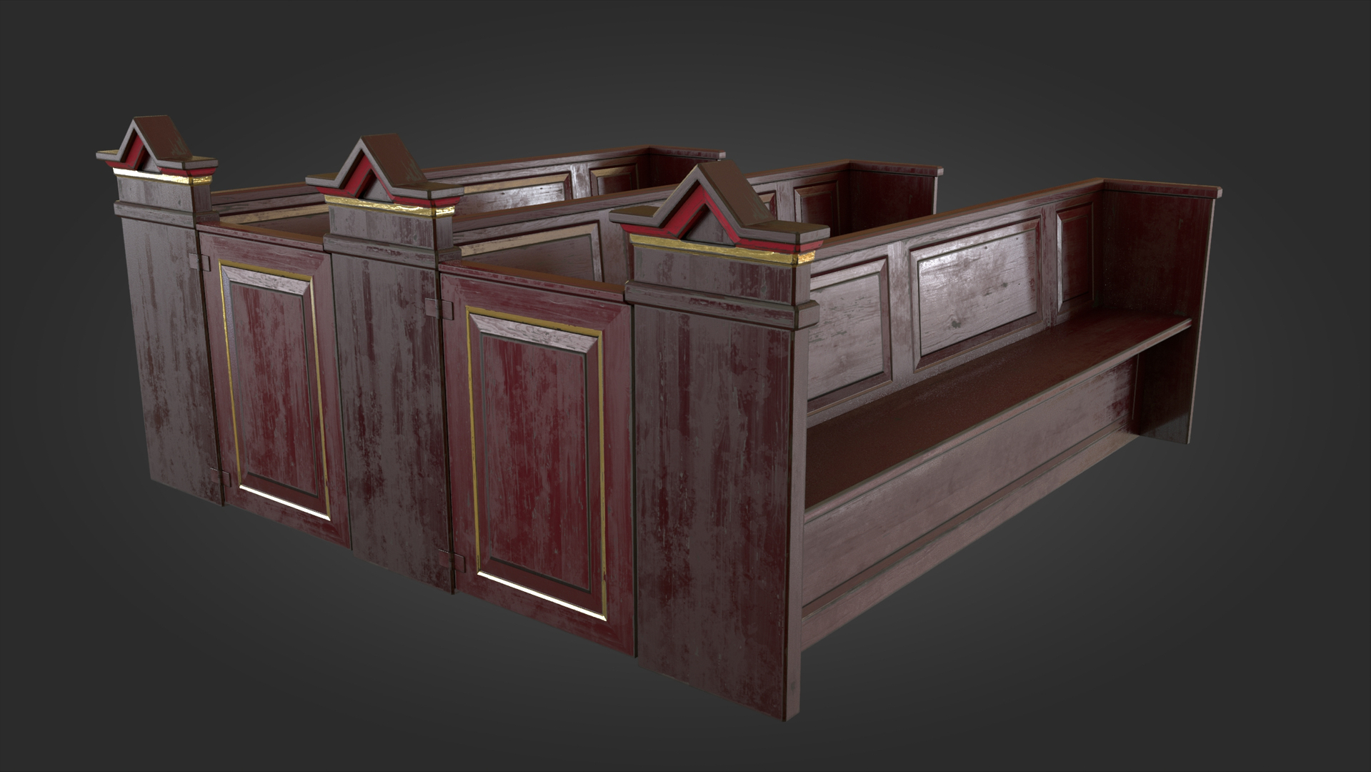 Medieval Church Benches Red - PBR Model - TurboSquid 1826092
