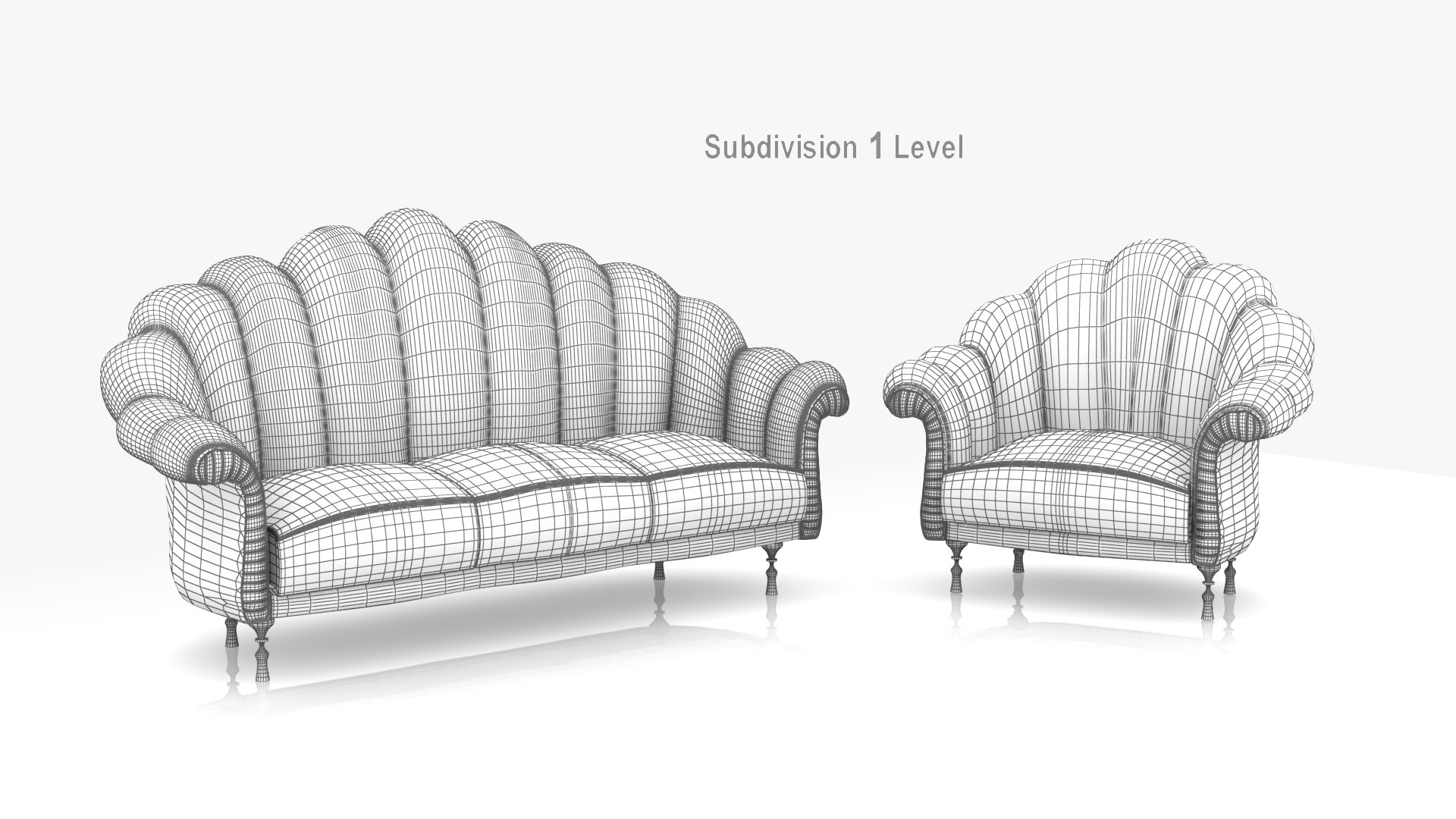 A Red Velour Sofa And A Shell-shaped Armchair 3D Model - TurboSquid 1767175