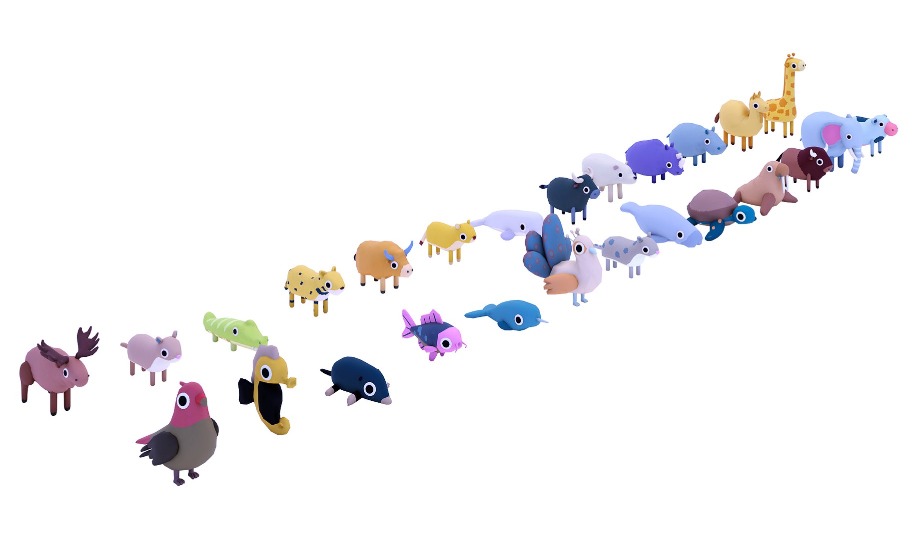 Low Poly Cartoon Animals Pack 3D - TurboSquid 2396339