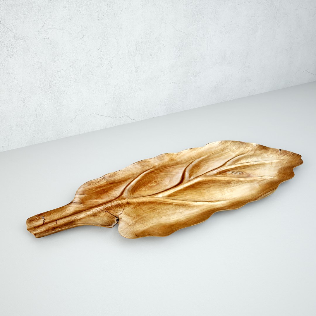 3D Large Wood Carved Leaf Platter - TurboSquid 2272030