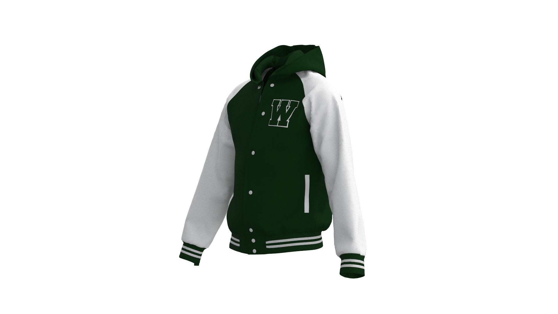 3D model Male raglan varsity jacket - TurboSquid 2152459