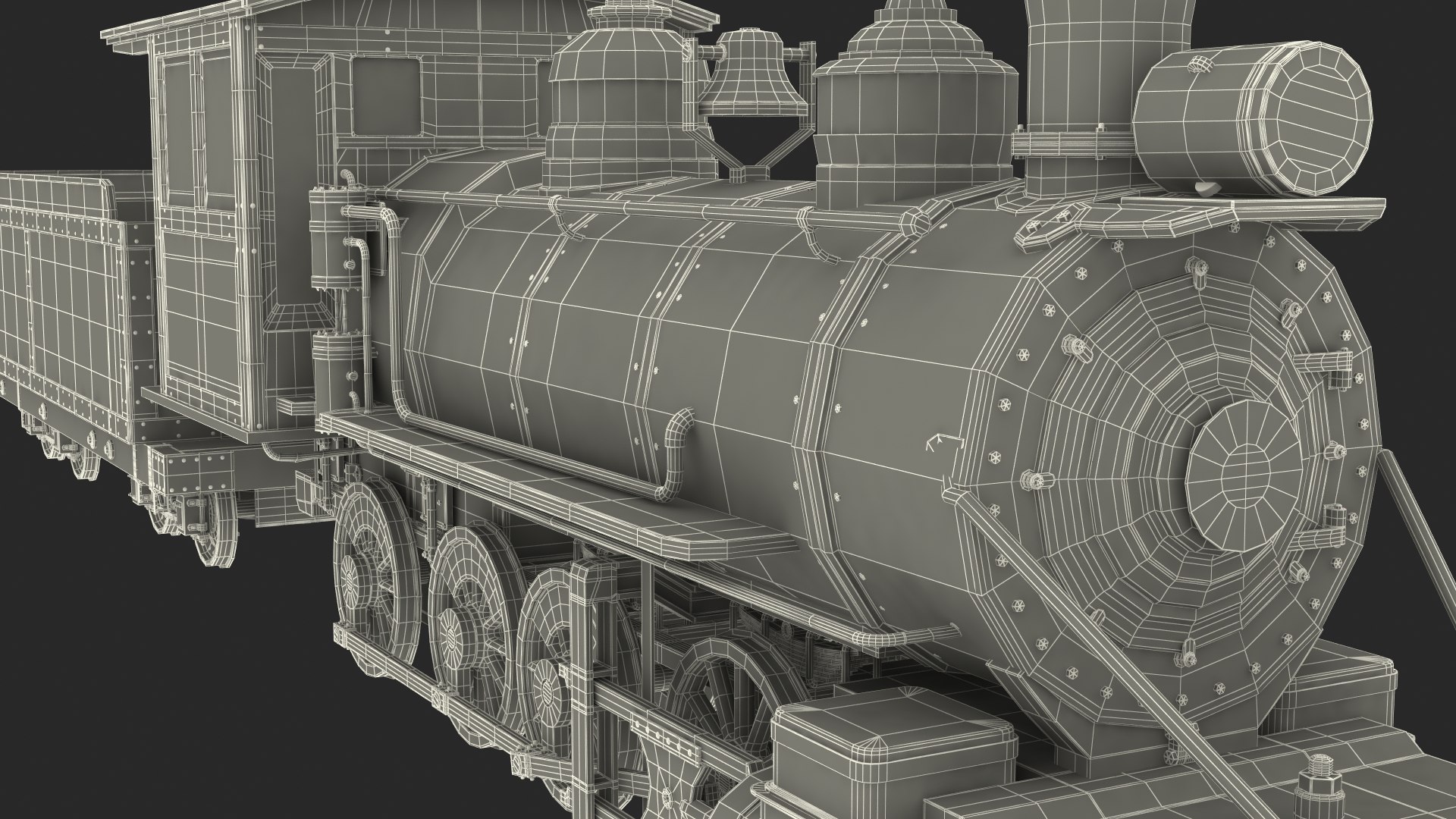 3D Old Steam Locomotive And Freight Wagon - TurboSquid 2146877