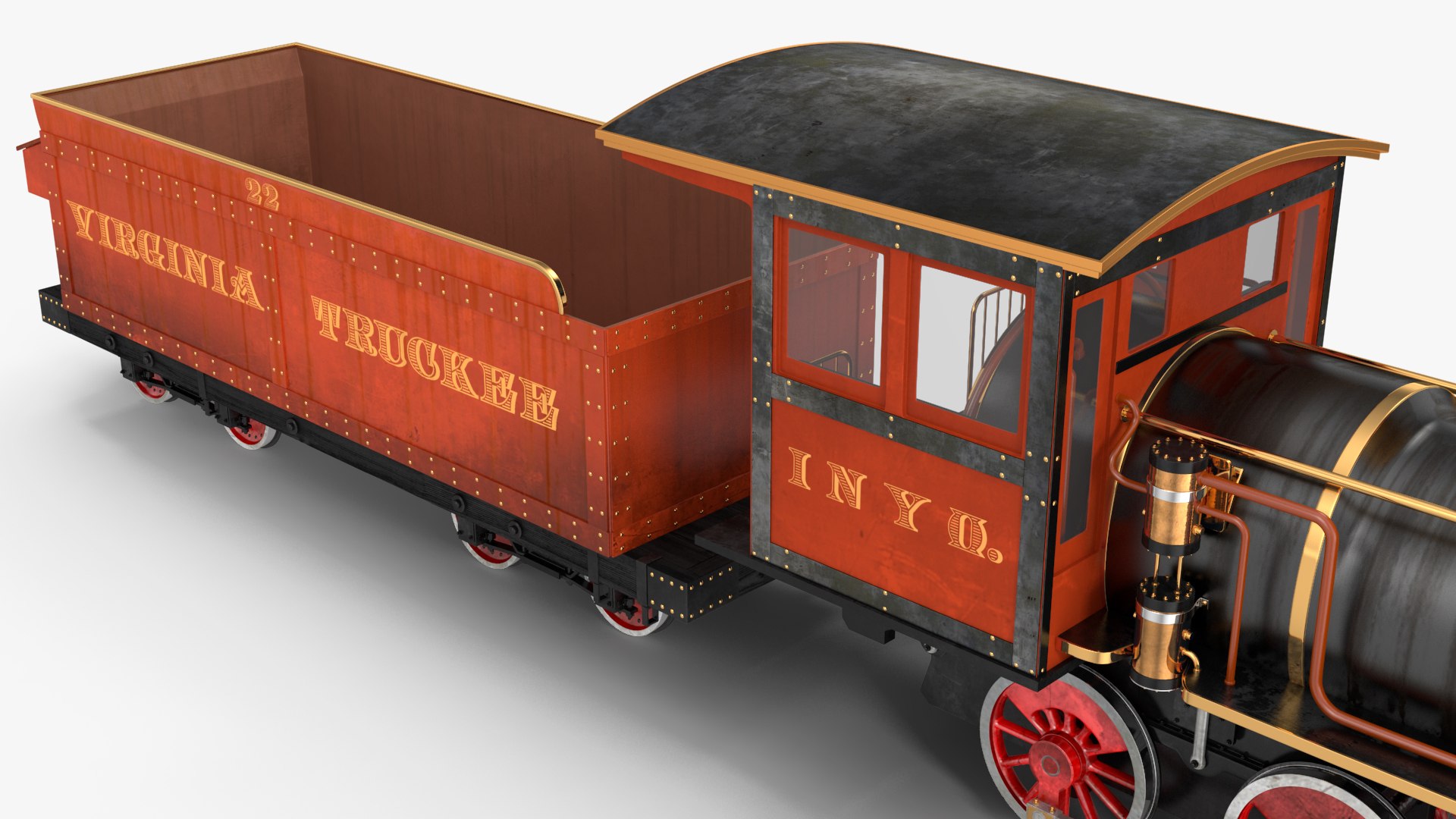 3D Old Steam Locomotive and Freight Wagon - TurboSquid 2146877