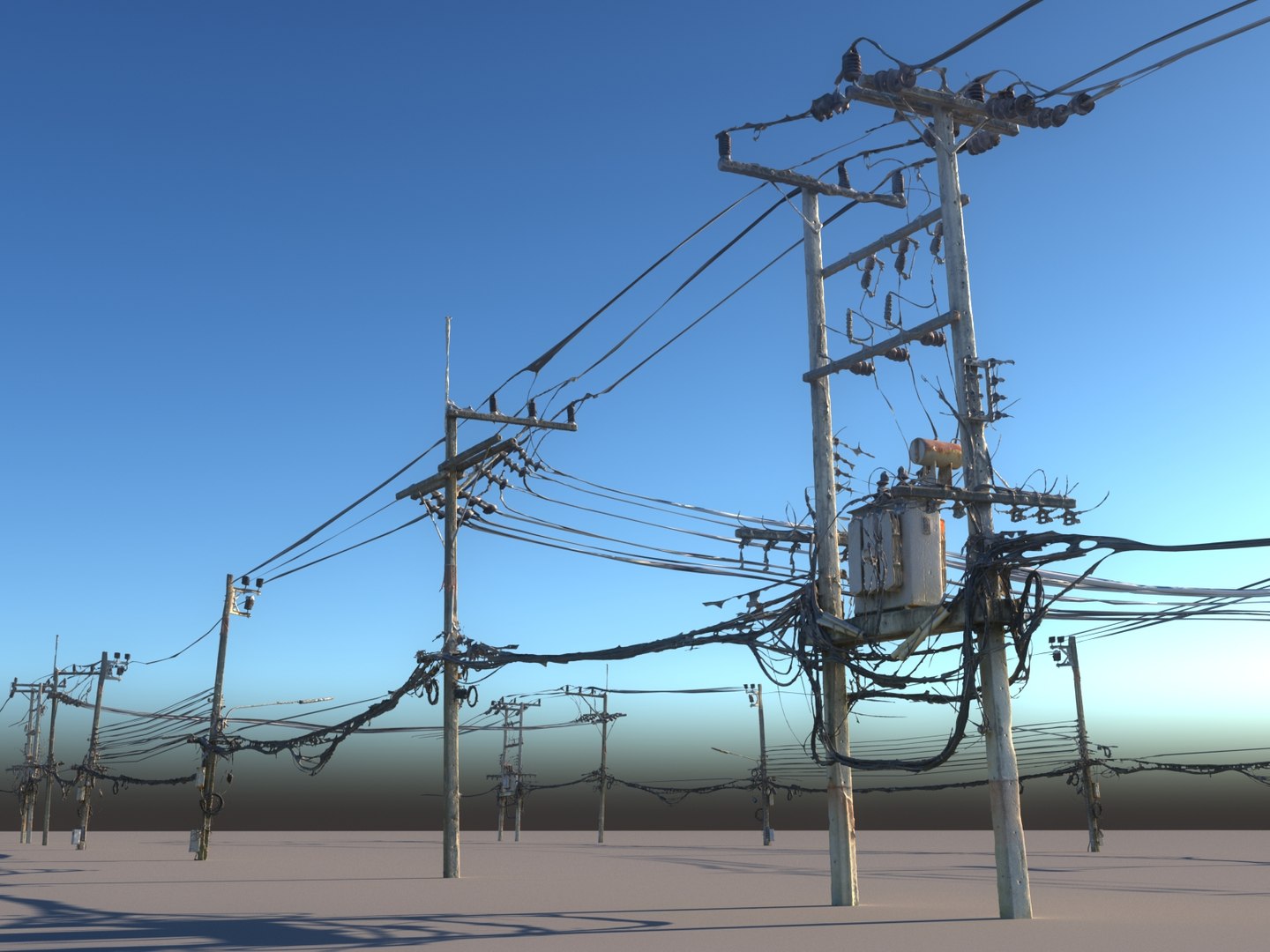 3D Tower Powerlines Street Pack 3 Model - TurboSquid 1458264