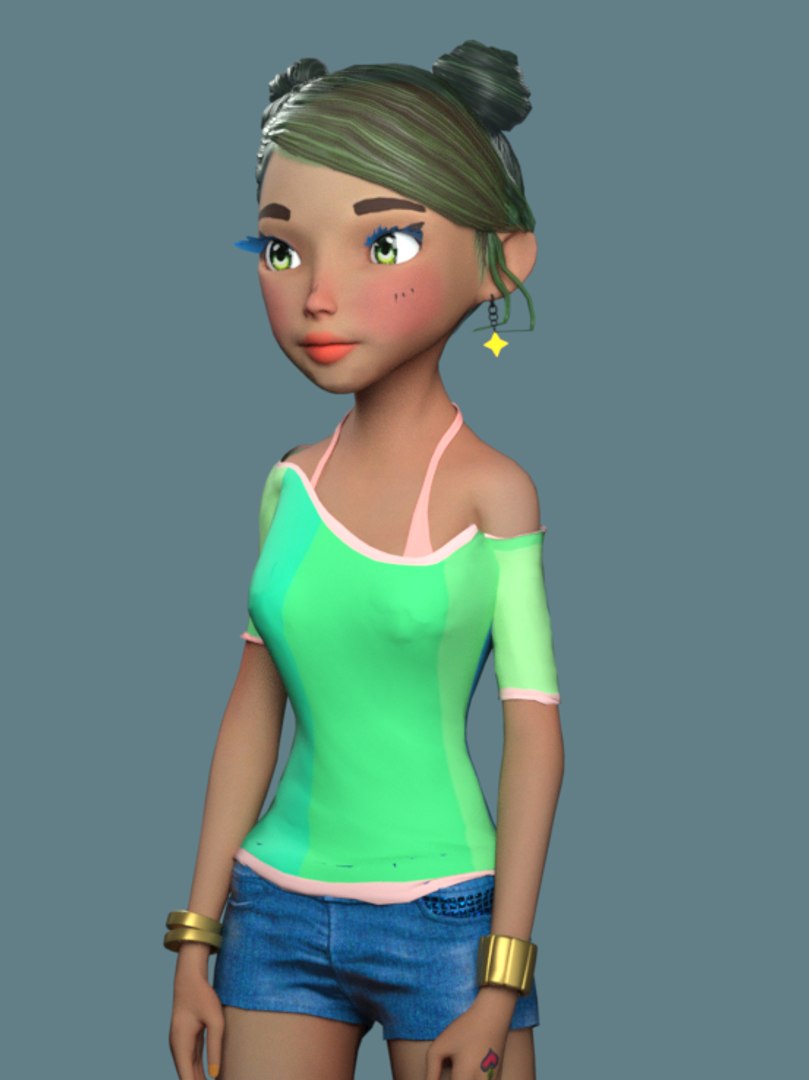 Cartoon 3D Rigged Cute Style Girl-Emey Character Model 3D - TurboSquid ...