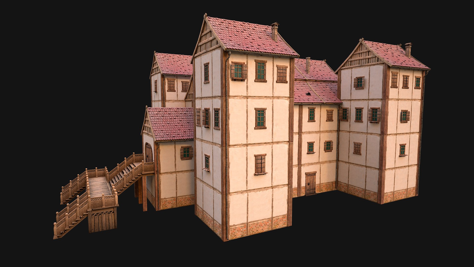 3D Medieval City Building Barracks Fortress Model - TurboSquid 2189248