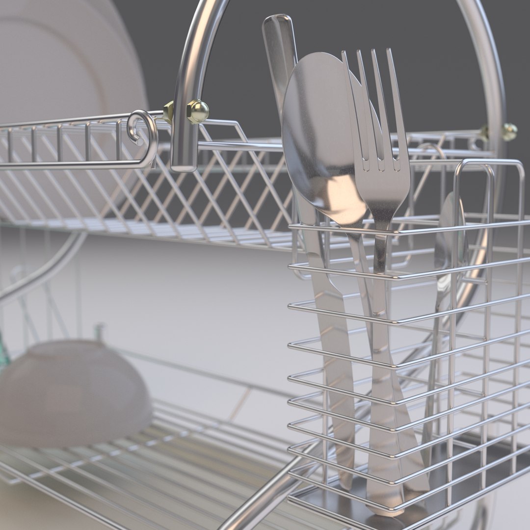 3D dish drainer plates cutlery - TurboSquid 1169542