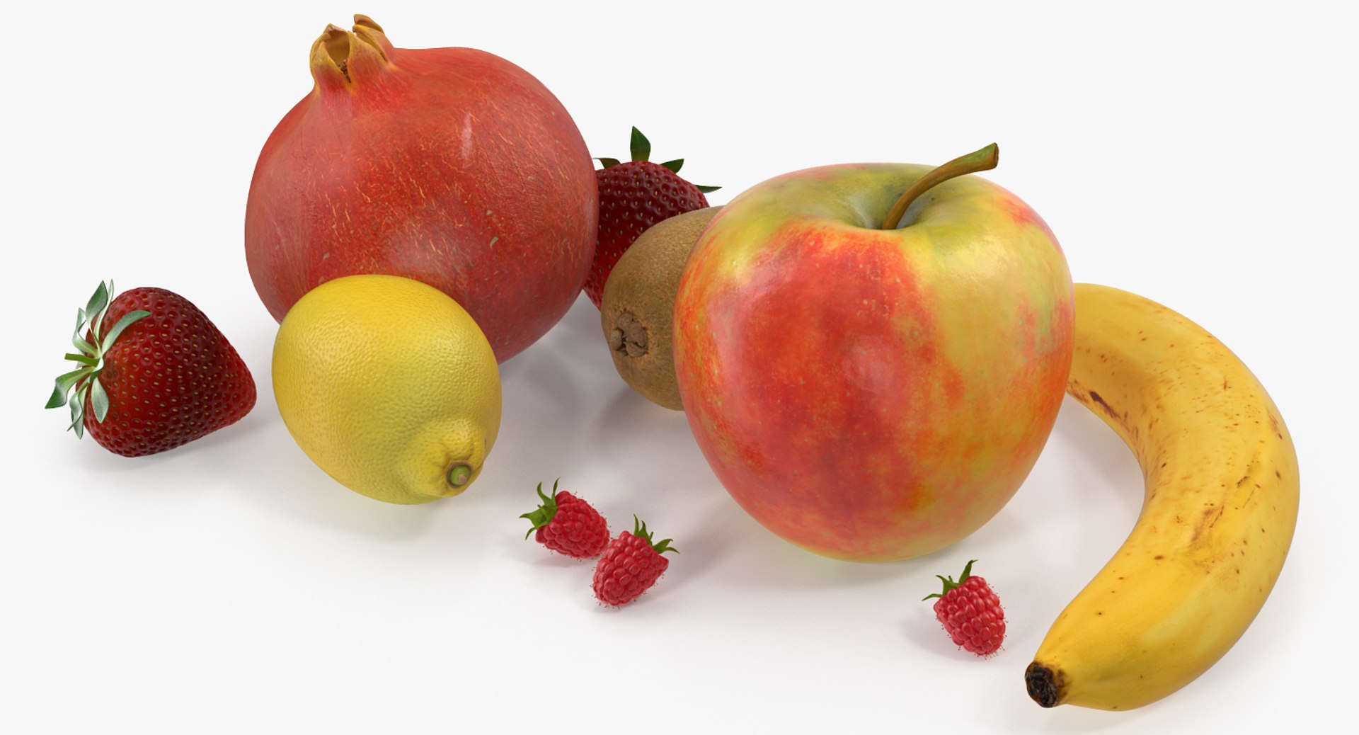3d model fruits 2 modeled apple