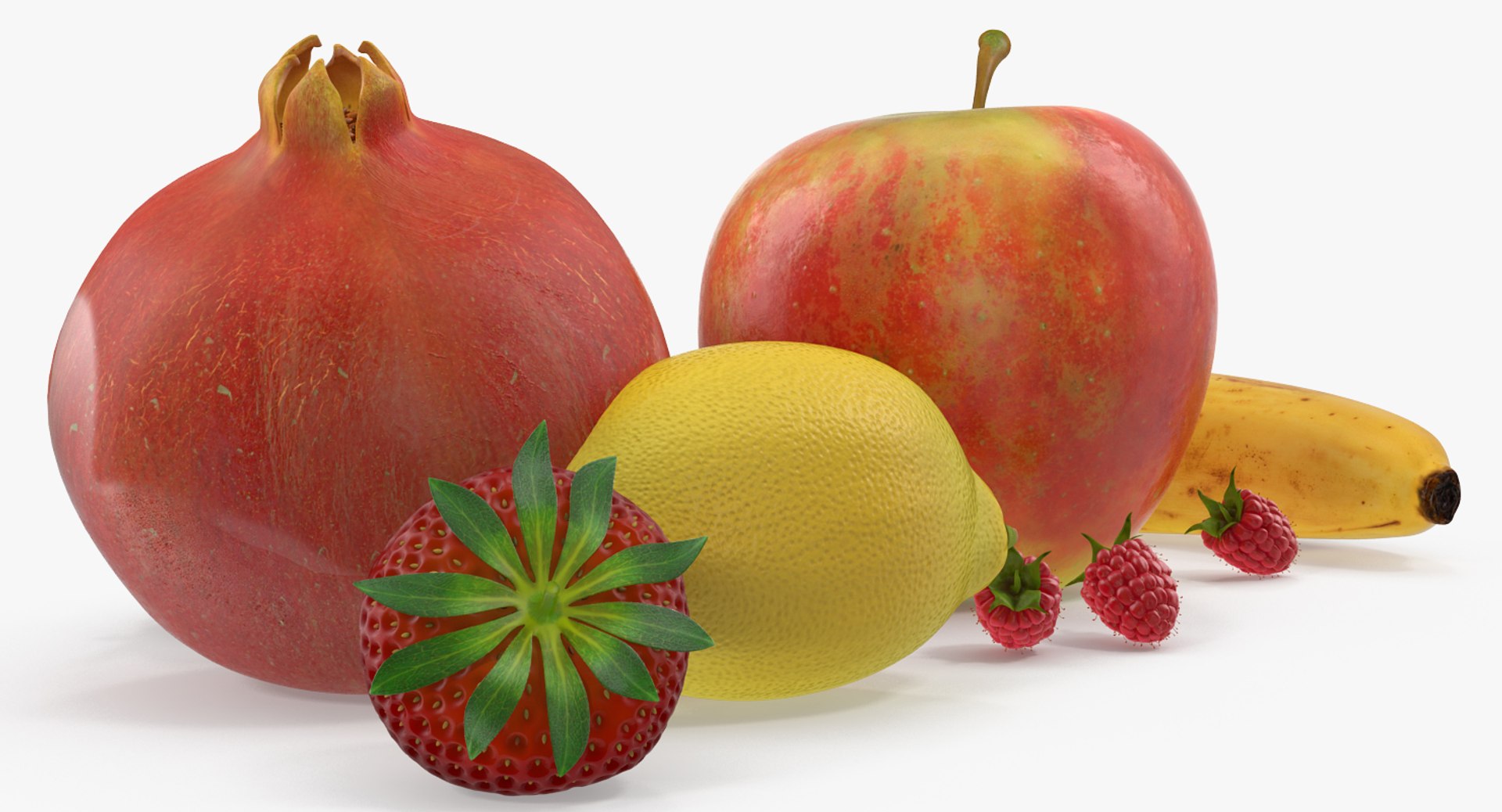 3d model fruits 2 modeled apple