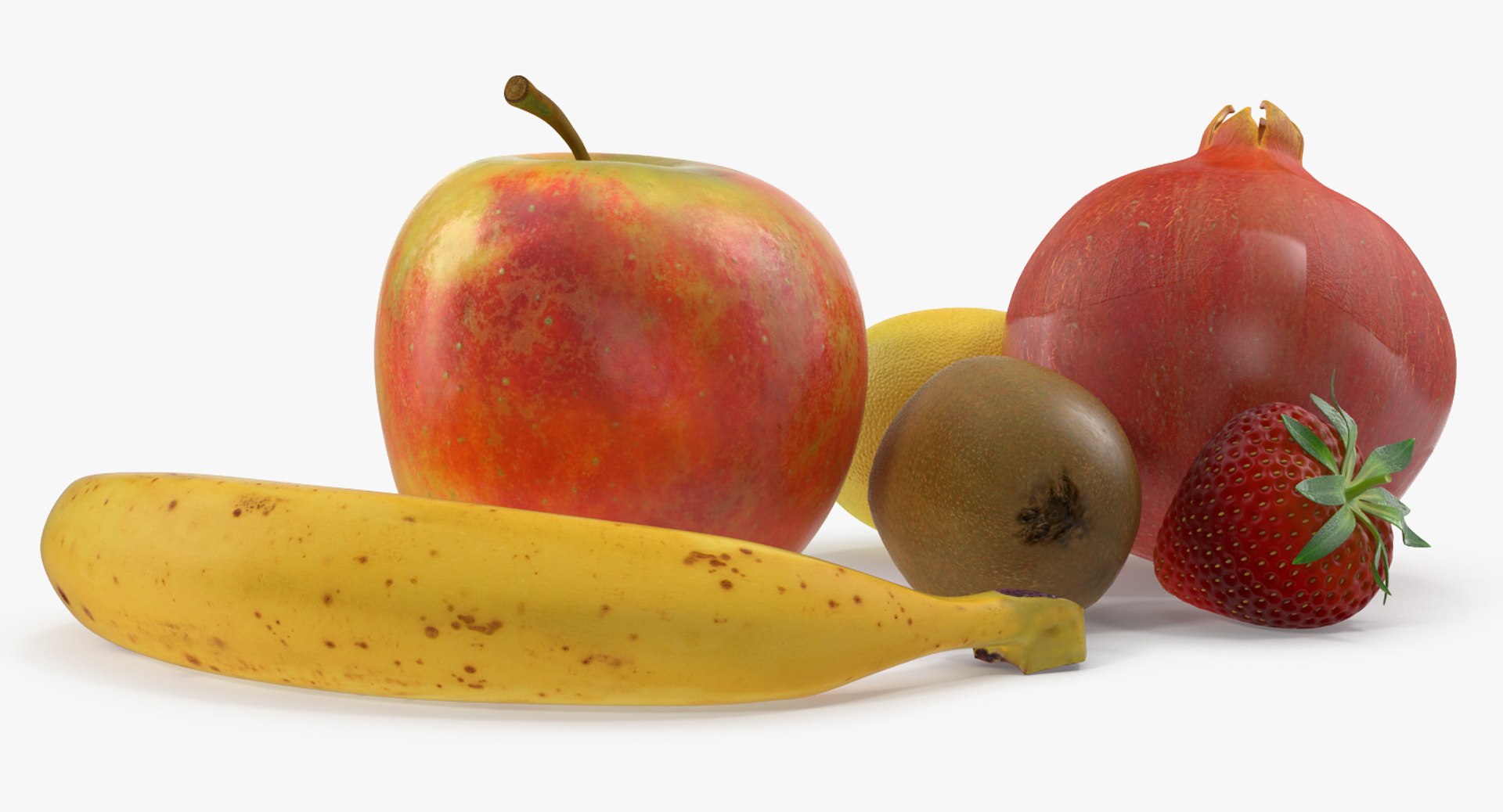3d model fruits 2 modeled apple