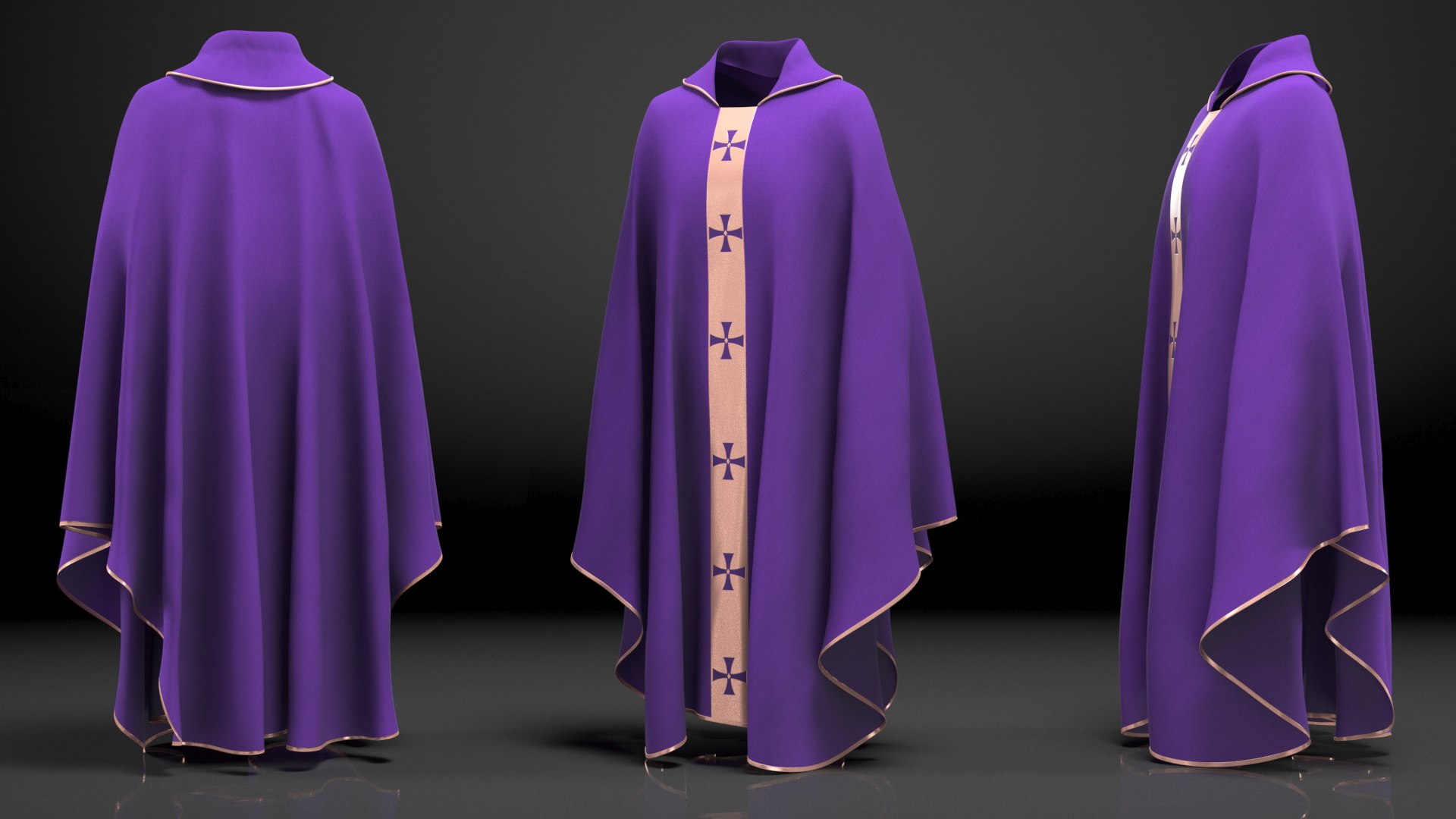 3D Liturgical Vestment Purple Robe - TurboSquid 1860924