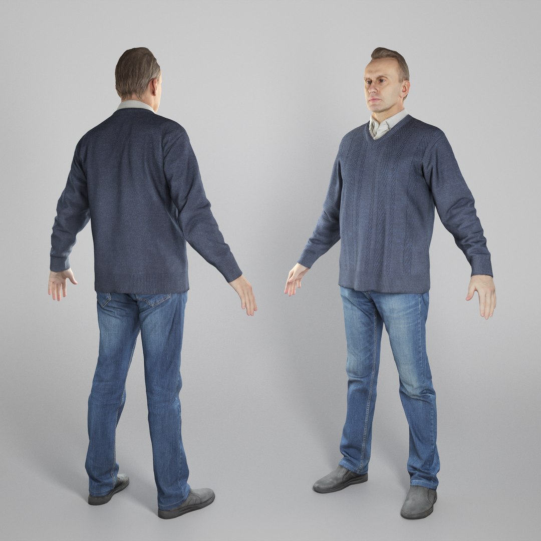 3D Man In Sweater Ready For Animation 347 - TurboSquid 1827056