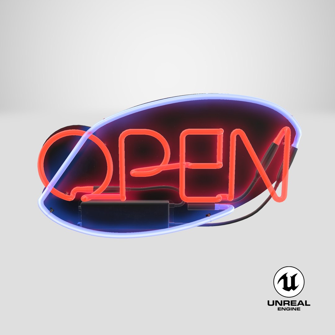 Open neon sign 3D model - TurboSquid 1225728
