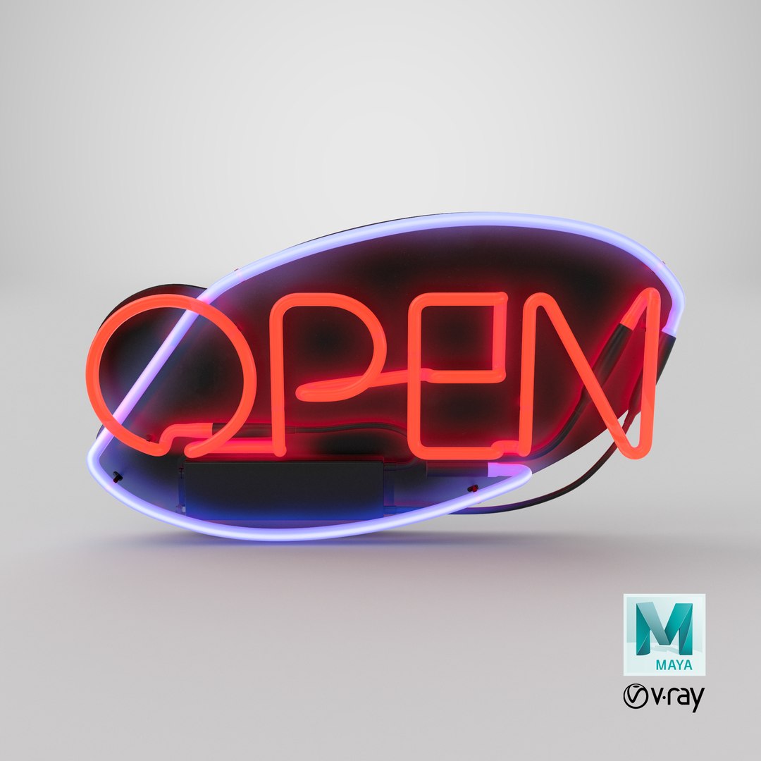 Open neon sign 3D model - TurboSquid 1225728