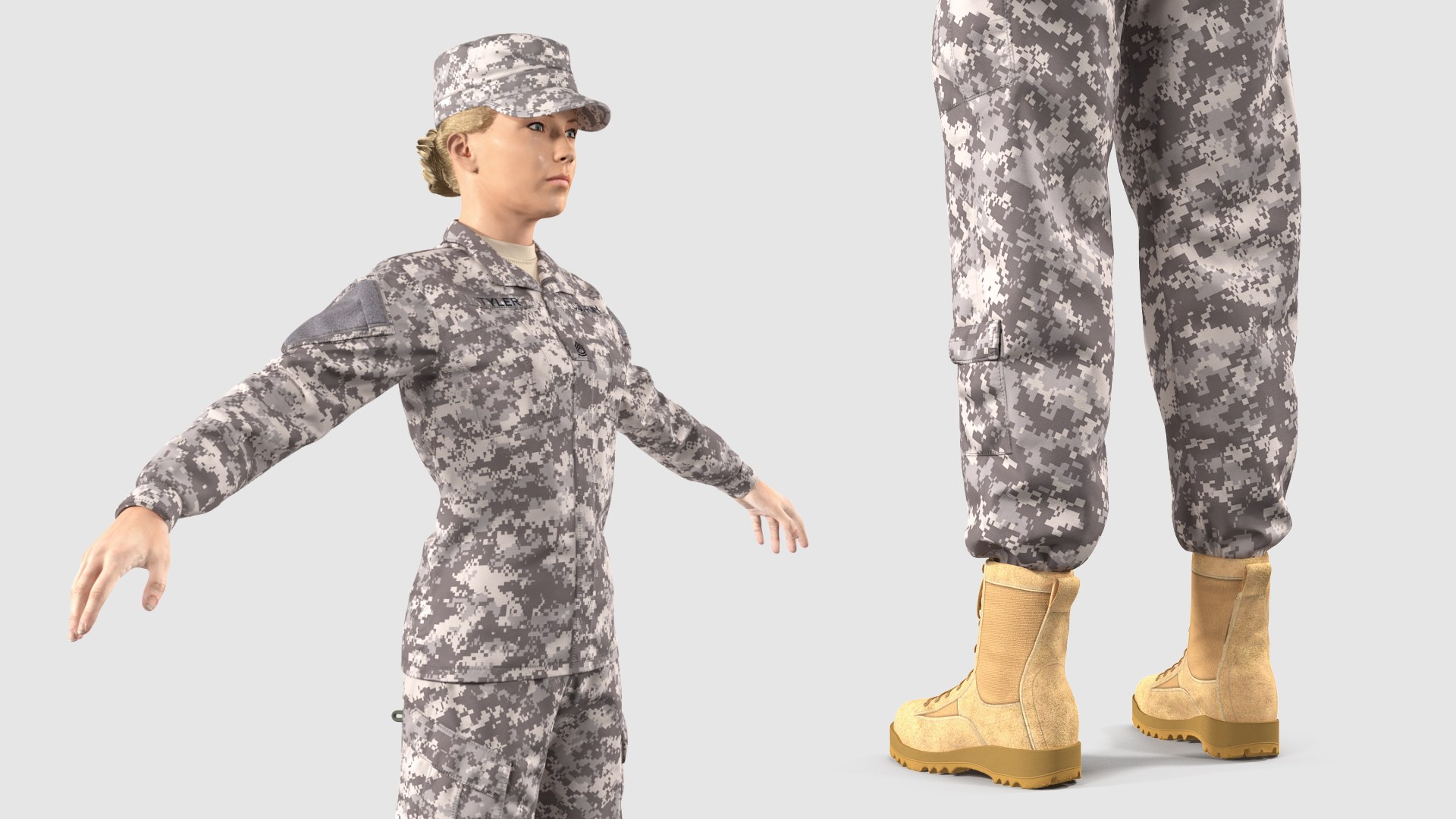Female soldier military acu 3D model - TurboSquid 1687874