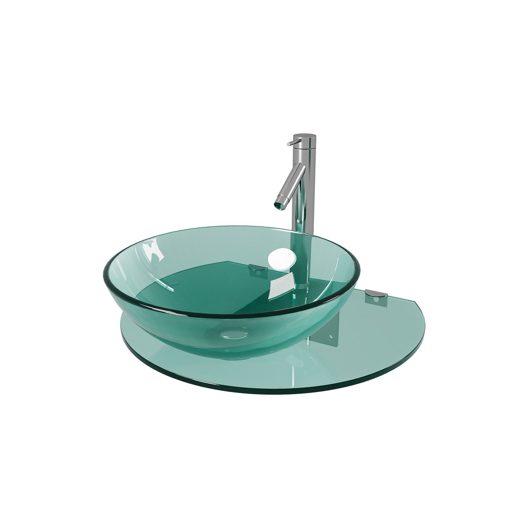 3D Model Corona 27 7 8 Glass Wall Mounted Bathroom Sink With Round ...