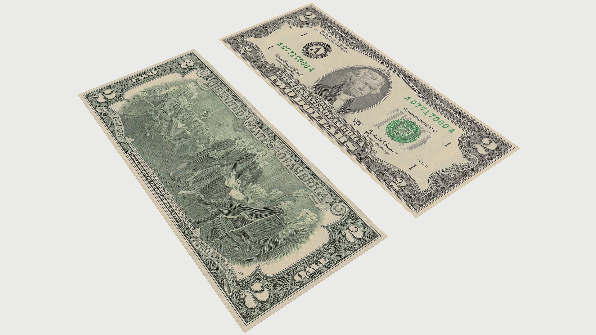 3D Money Two Dollar With Pbr 4K 8K model - TurboSquid 1733331