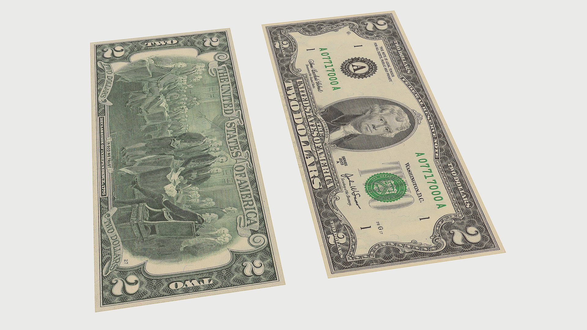 3D Money Two Dollar With Pbr 4K 8K model - TurboSquid 1733331