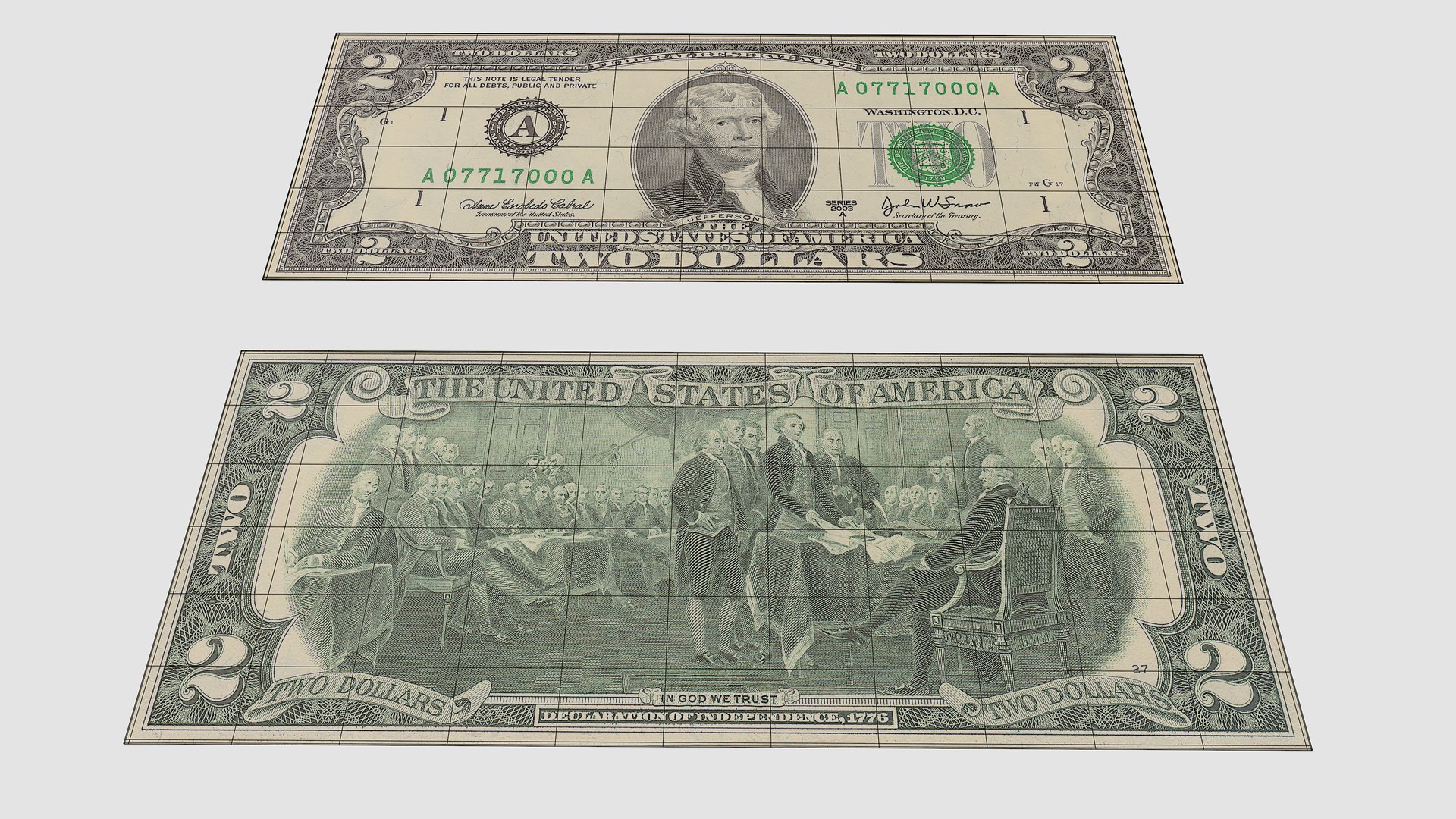 3D Money Two Dollar With Pbr 4K 8K model - TurboSquid 1733331