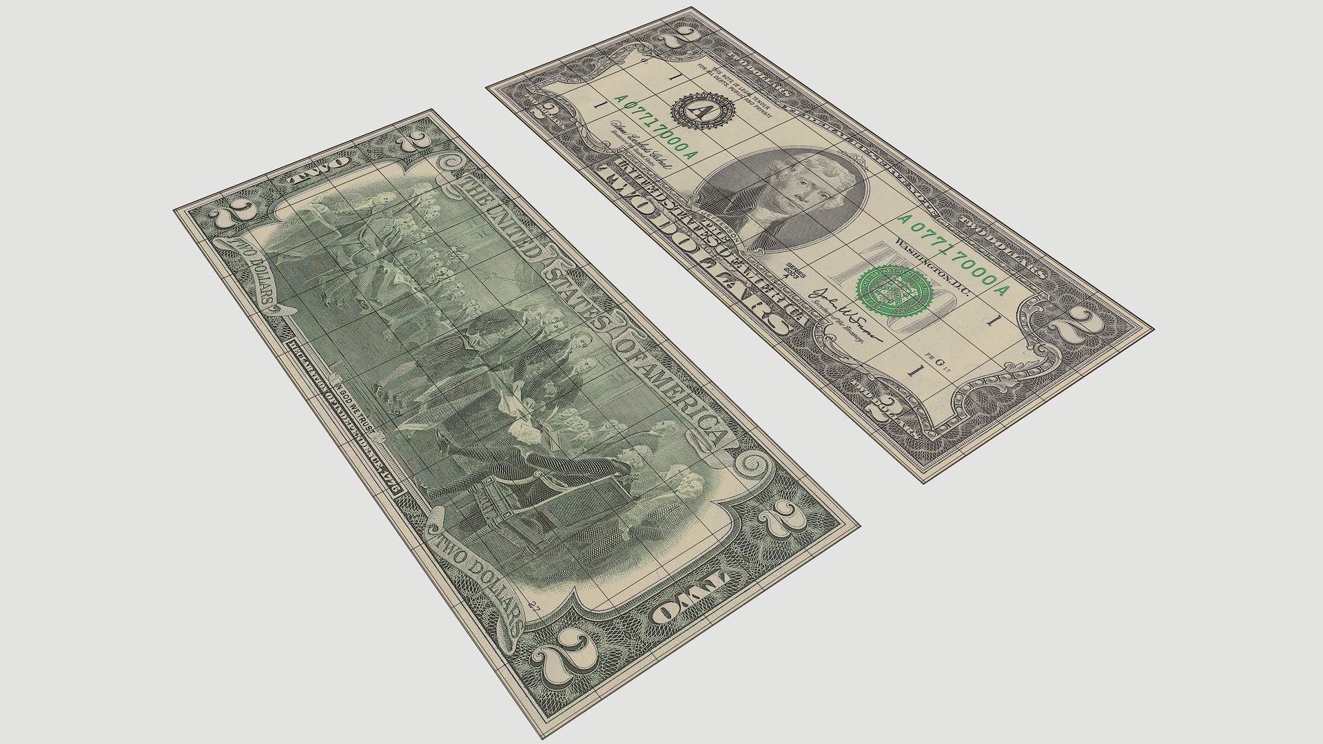3D Money Two Dollar With Pbr 4K 8K model - TurboSquid 1733331