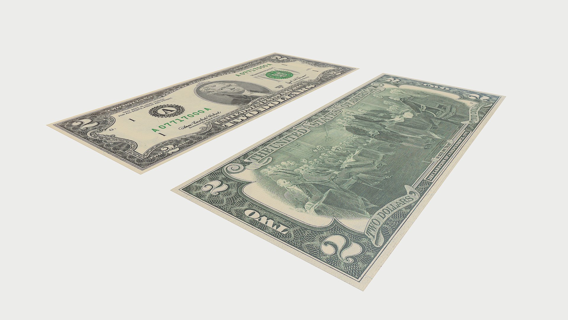 3D Money Two Dollar With Pbr 4K 8K model - TurboSquid 1733331