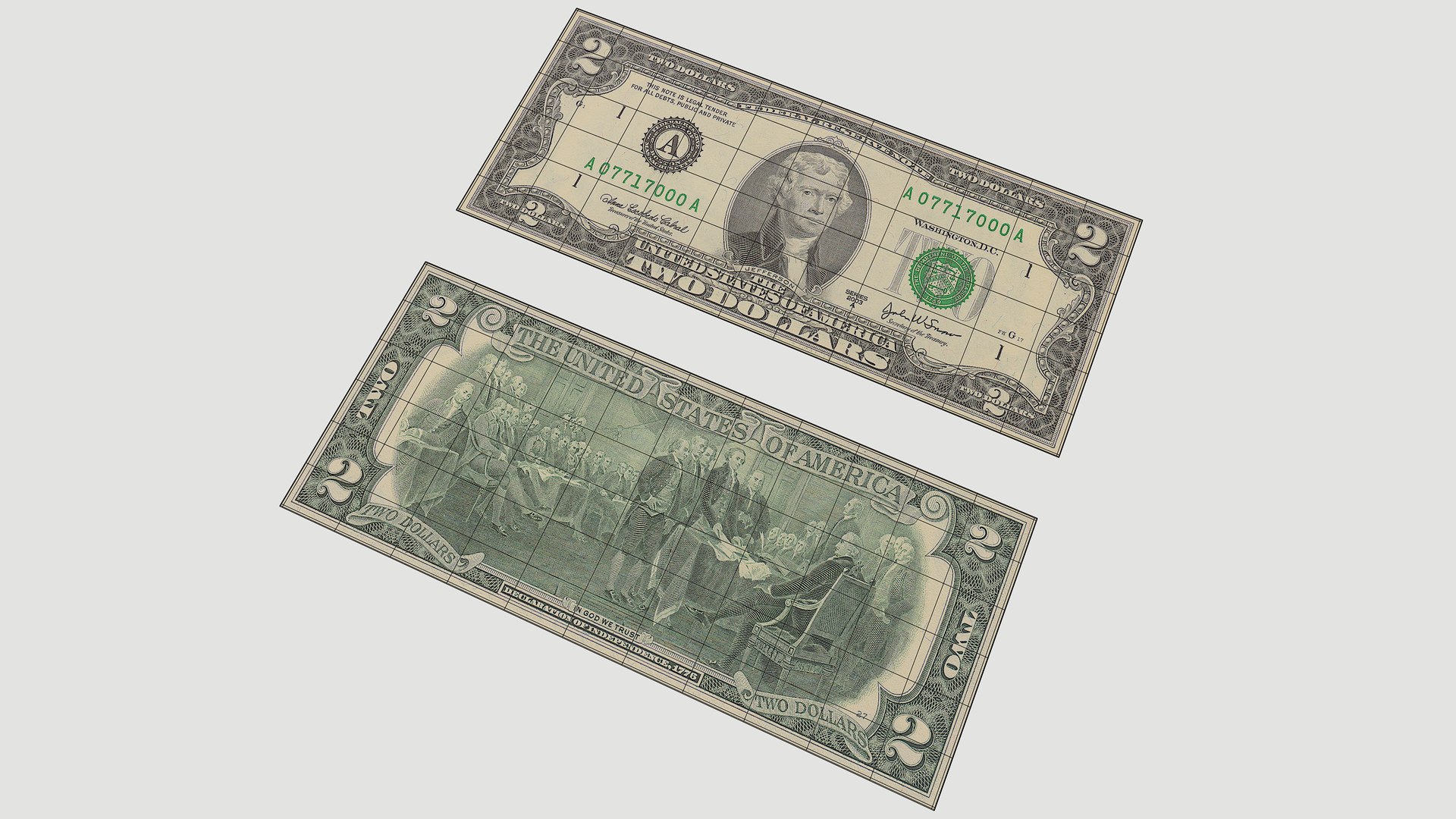 3D Money Two Dollar With Pbr 4K 8K model - TurboSquid 1733331