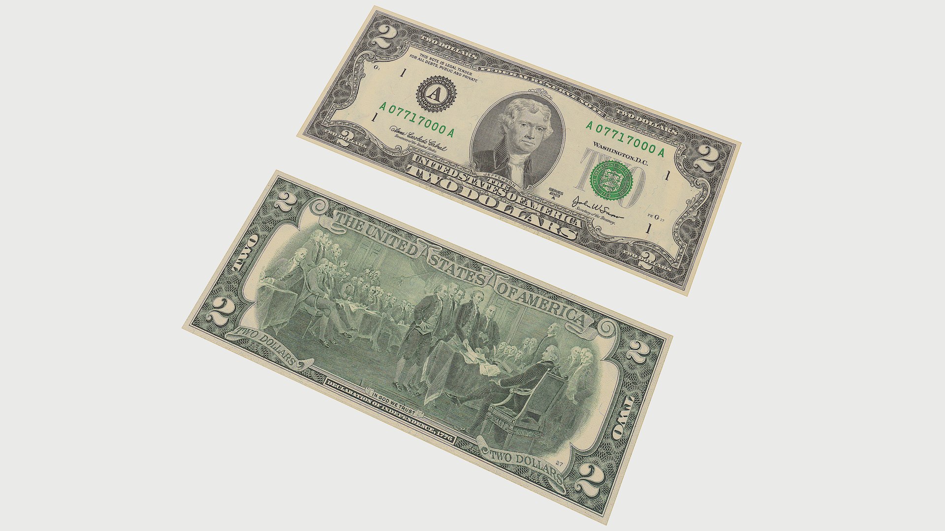3D Money Two Dollar With Pbr 4K 8K model - TurboSquid 1733331