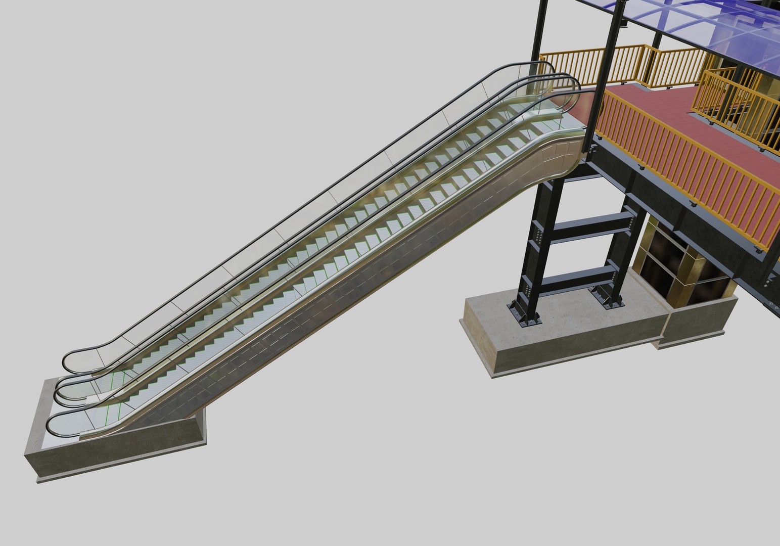 3D Steel Pedestrian Bridge-Elevator-Escalator-Straight Type-20 ...