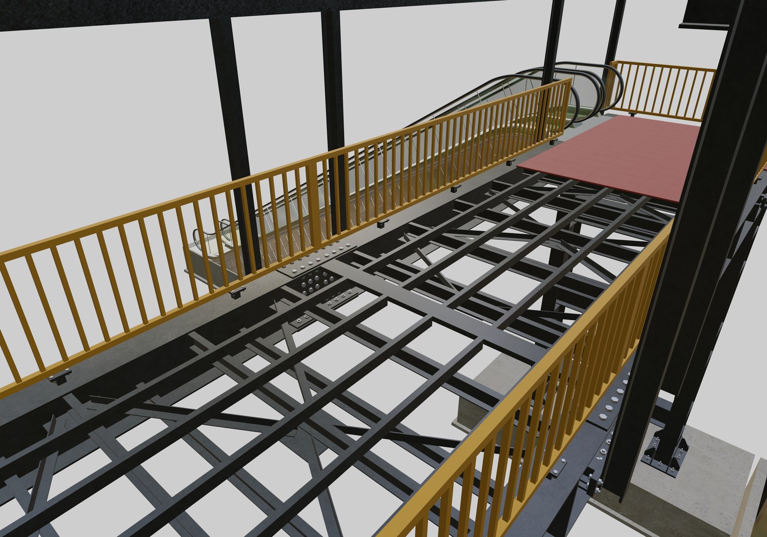 3D Steel Pedestrian Bridge-Elevator-Escalator-Straight Type-20 ...